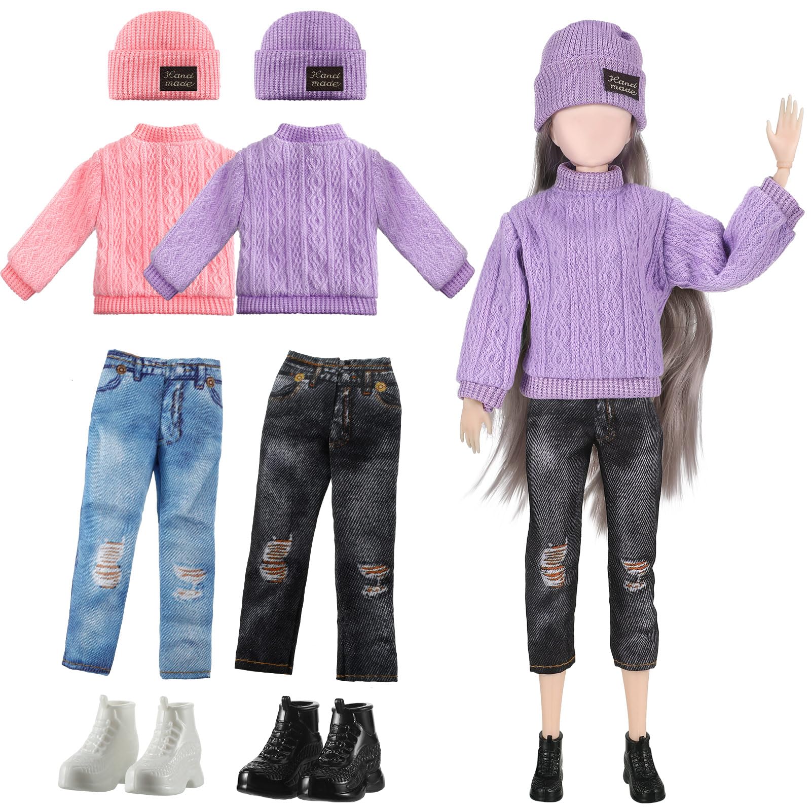 Amazon.com: Bencailor 8 Pcs Winter Doll Clothes Christmas Elf Doll ...