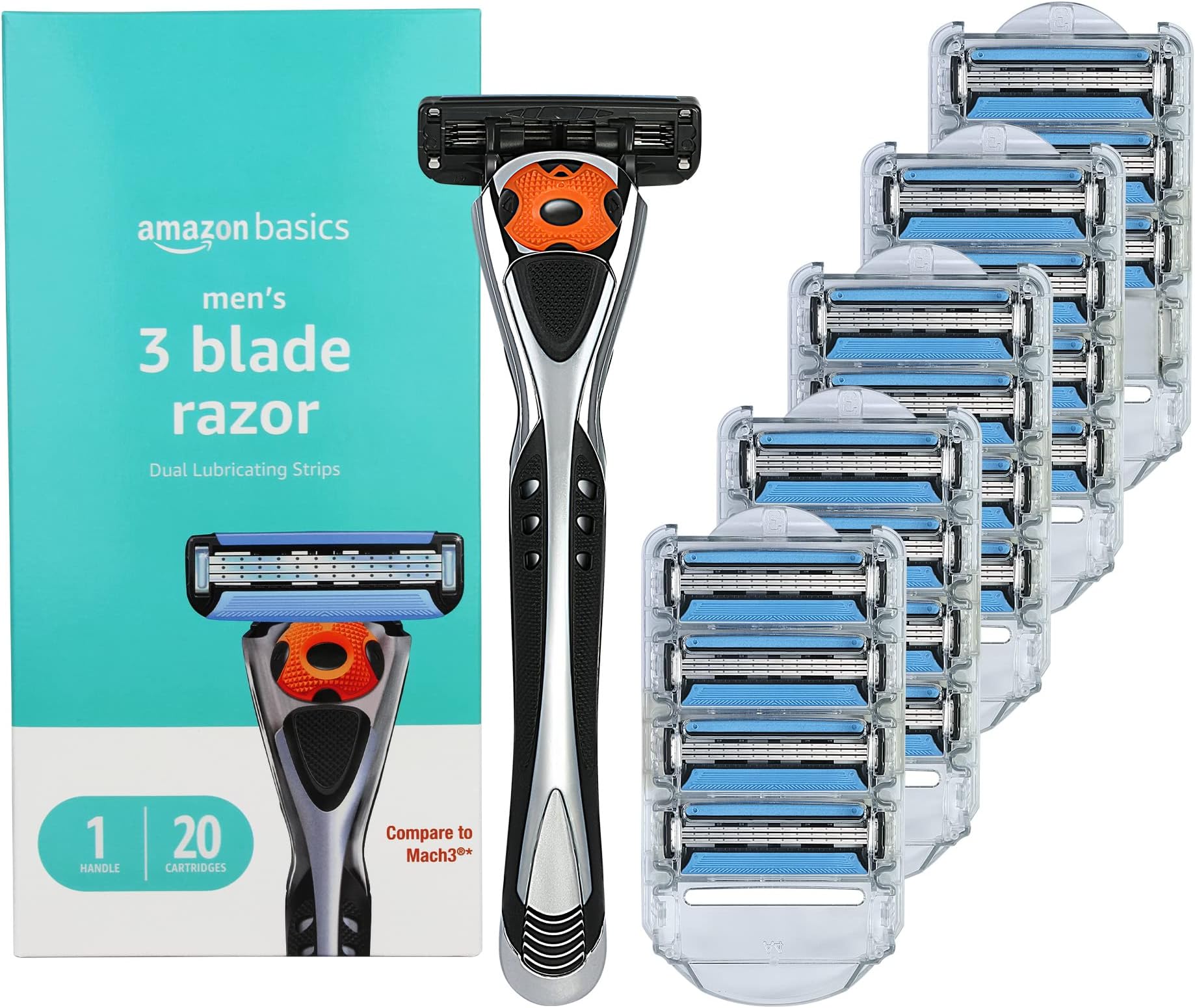 Amazon.com: Amazon Basics 3-Blade Motion Sphere Razor for Men with Dual ...