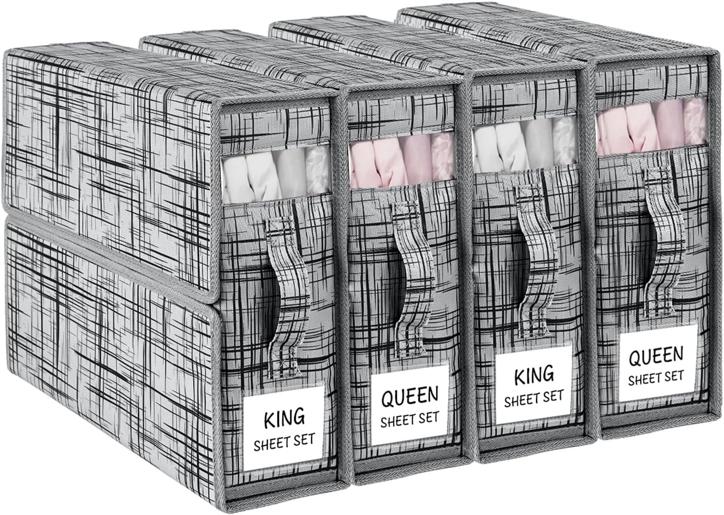 Amazon.com: IKOLYS Bed Sheet Organizer 4 Pack, Foldable Sheet Set ...