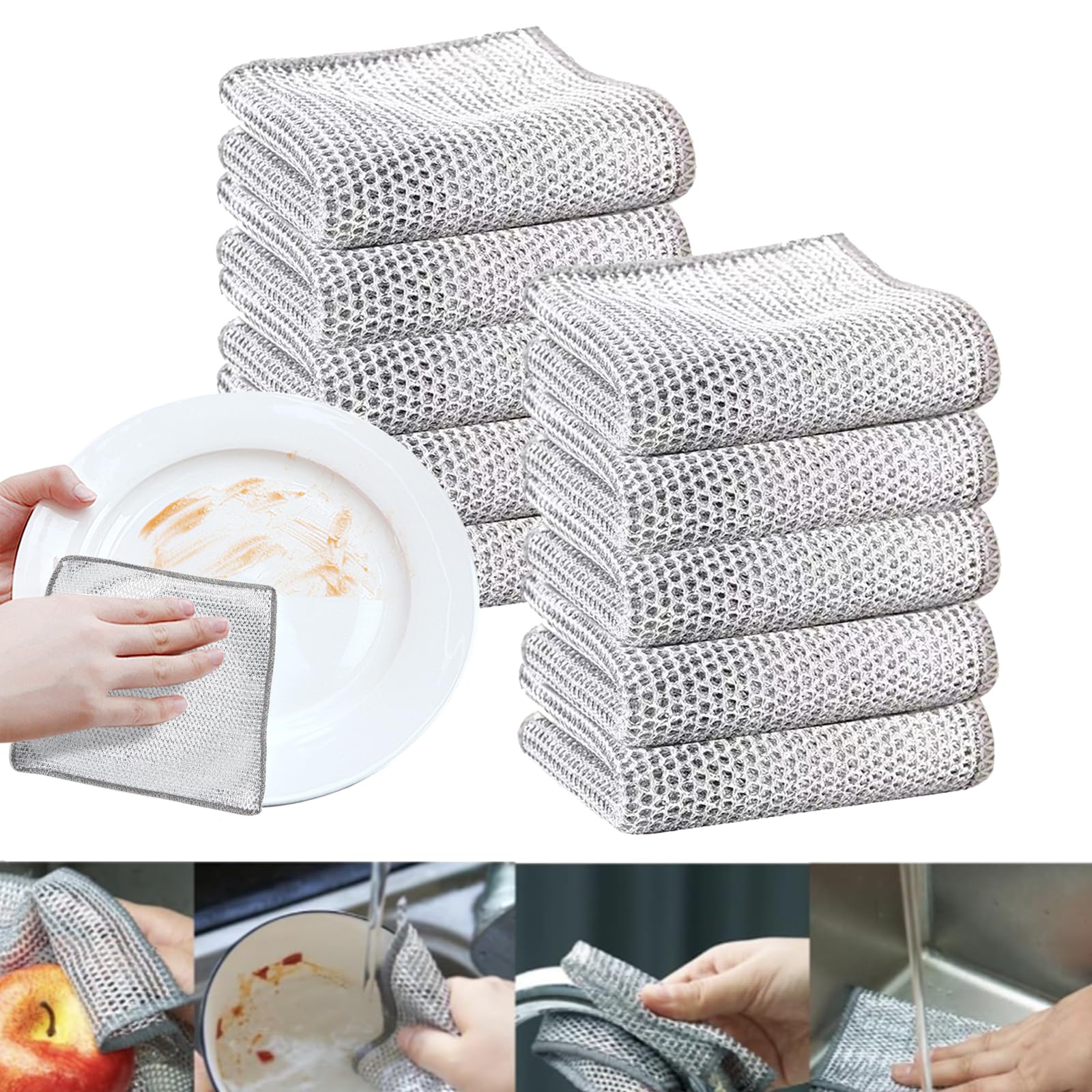 SUPRROW Multipurpose Wire Miracle Cleaning Cloths, 10 PCS Wire Cleaning ...