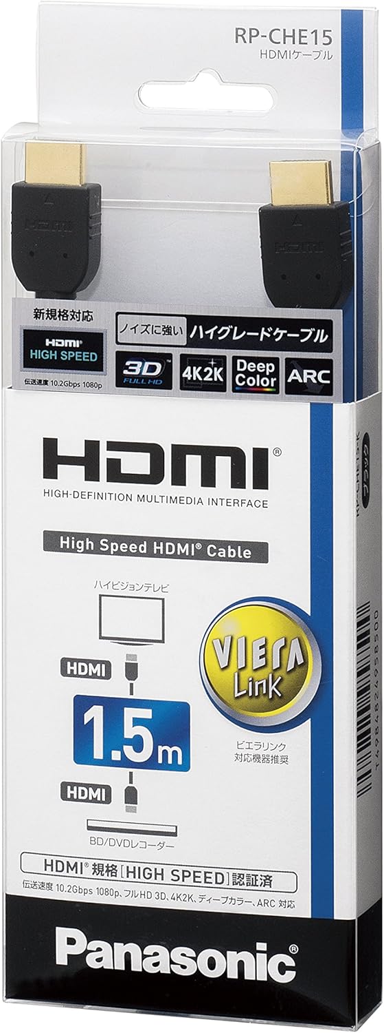Amazon.com: Panasonic HDMI cable Ver1.4 corresponding black (1.5m) RP ...