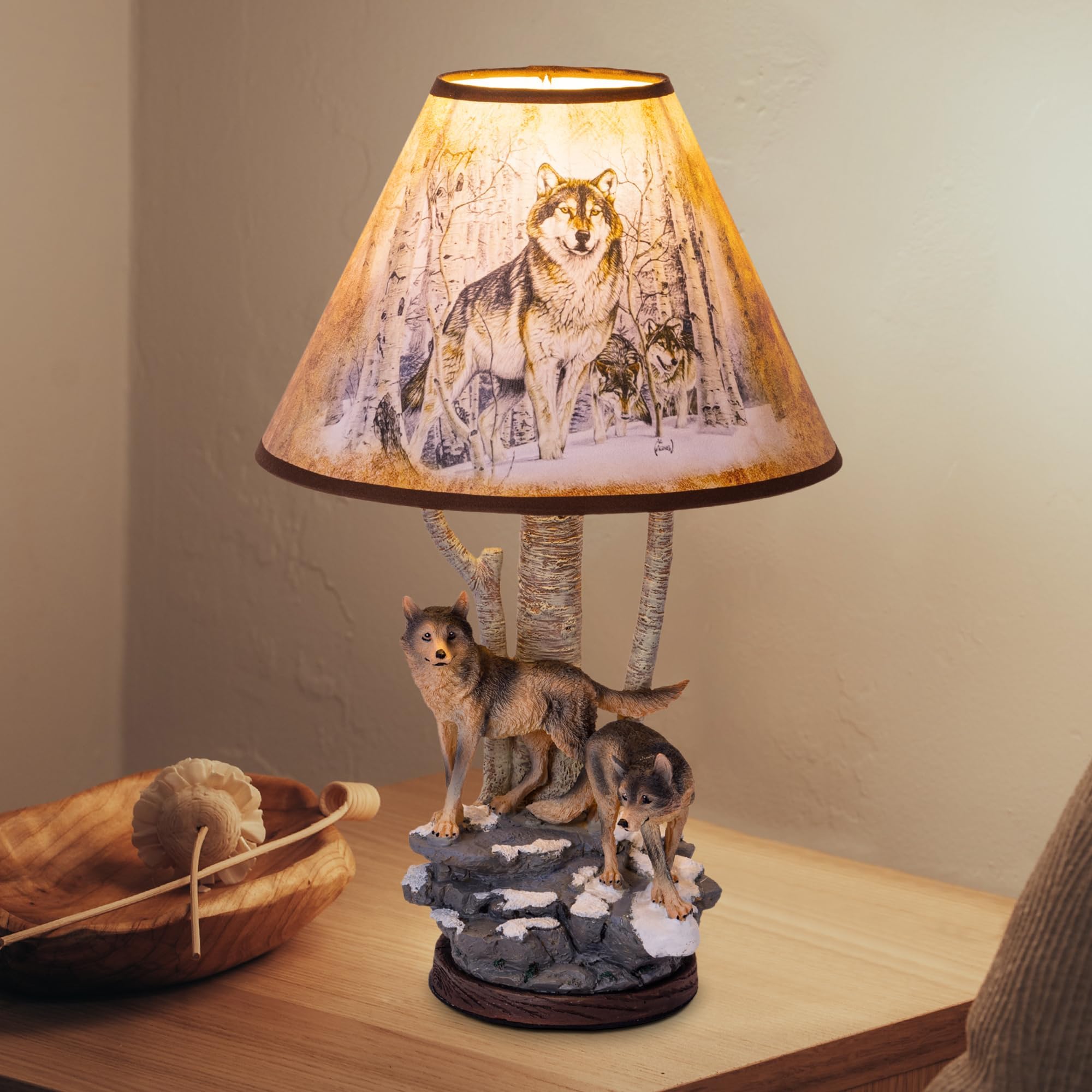 TOCHIC Table Lamp Rustic, Rustic Small Table Lamp Wolf Beside Lamps ...