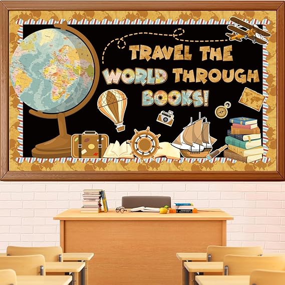Amazon.com: Reading Travel Bulletin Board Decorations Set, Adventure ...