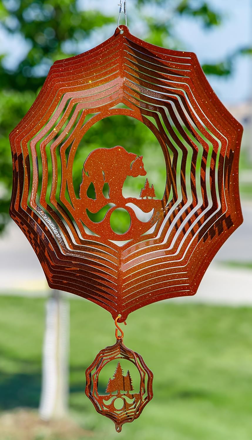 Amazon.com: SWEN Products Bear Web Swirly Metal Wind Spinner : Toys & Games