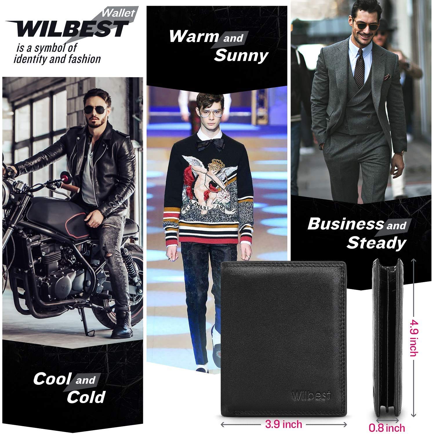 Buy wilbest® Wallet Mens RFID Blocking with Zip Coin Pocket, Genuine ...