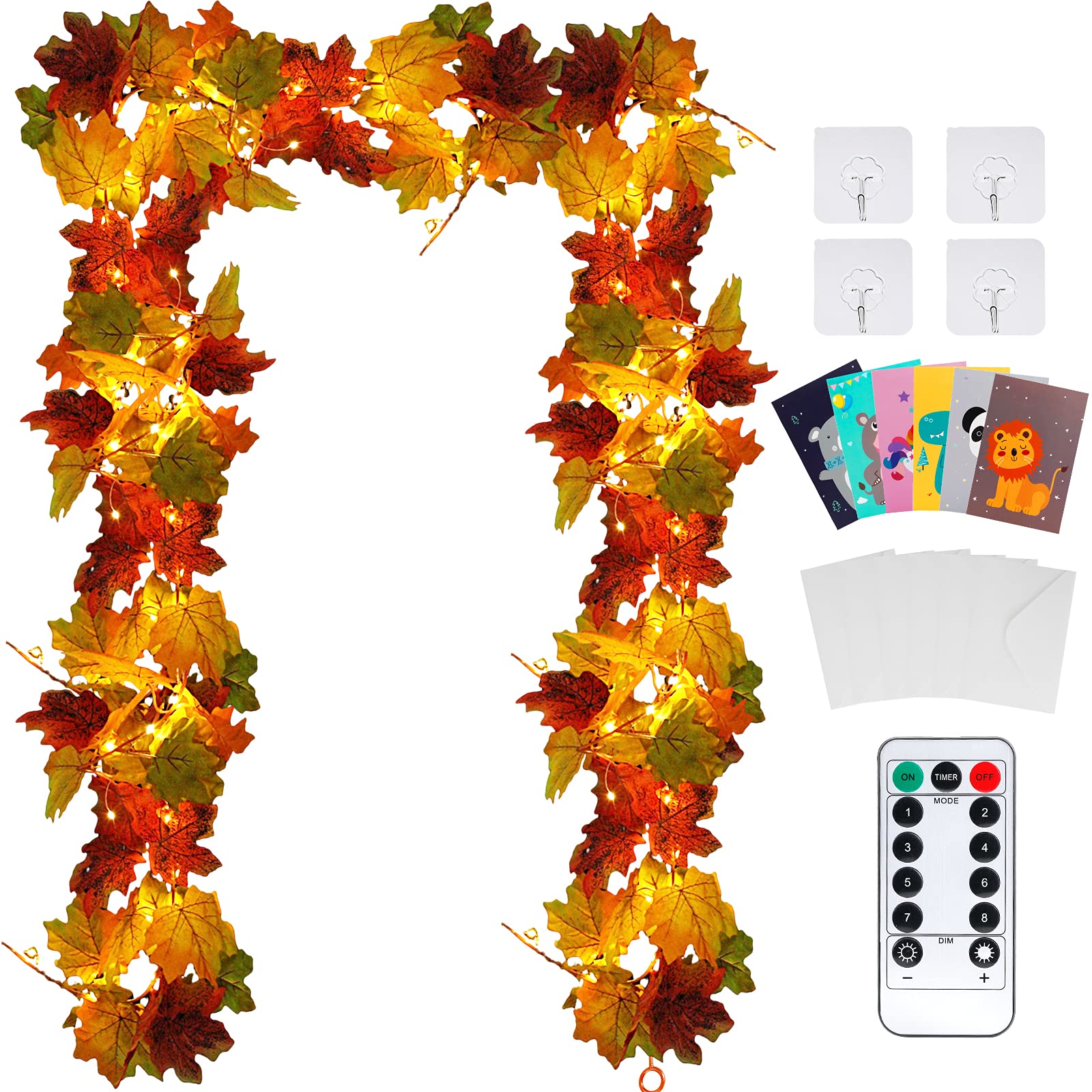 Amazon.com: Stondino 2 Pack Christmas Fall Leaves Garland with Lighted ...