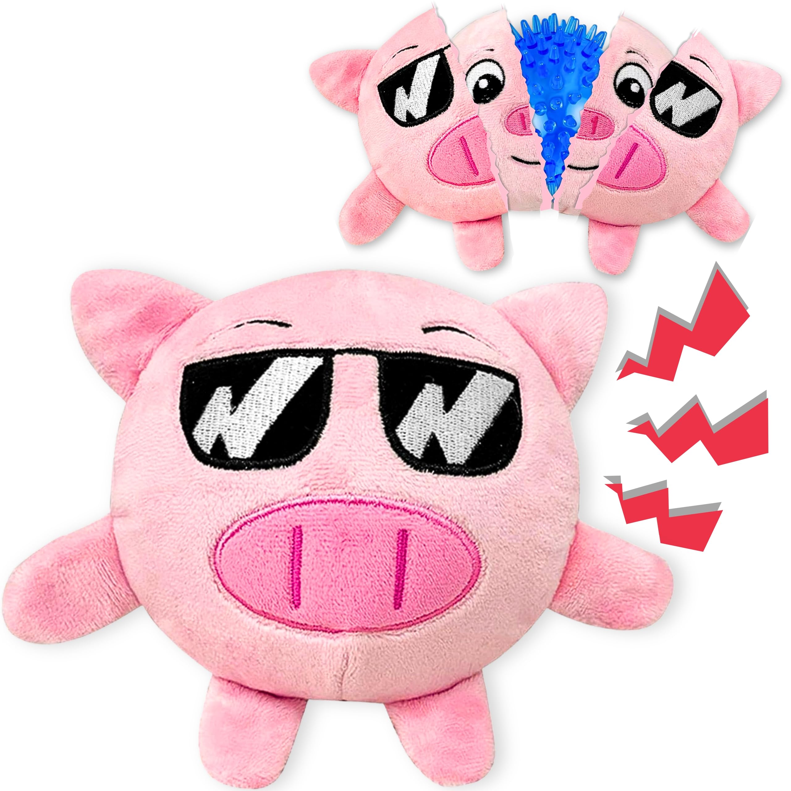 PeppyPawz 3 in 1 Squeaky Plush Pink Pig, Dog Toys for Aggressive ...