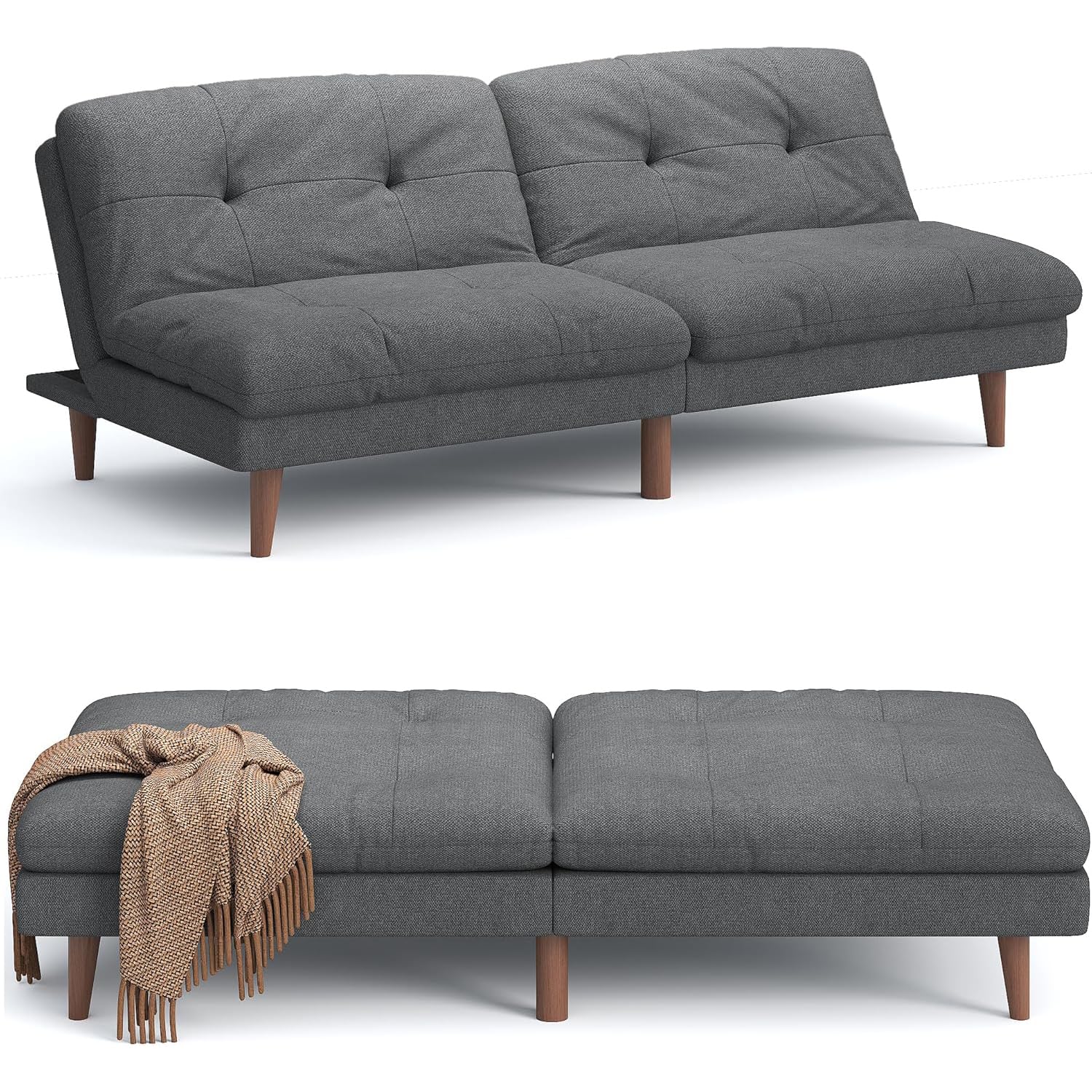 Amazon.com: Homall Futon Couch, Modern Futon Sofa Bed with Adjustable ...