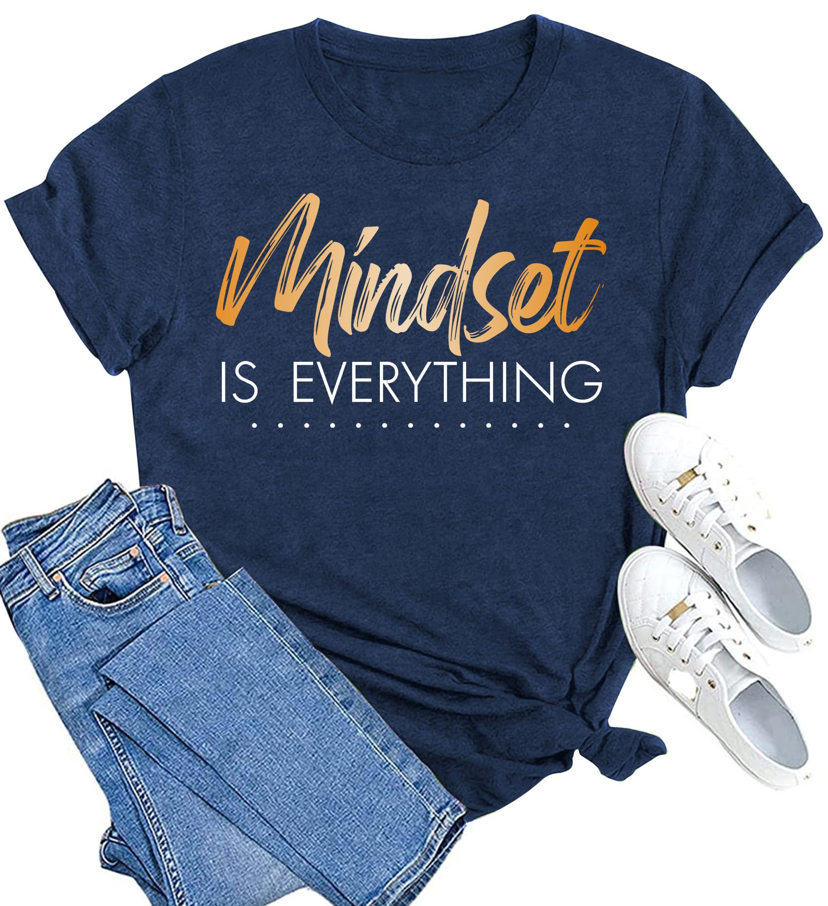 MAIHUN Inspirational Shirt for Women Mindset is Everything Tshirt ...