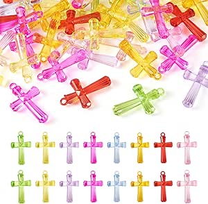 Amazon.com: Cheriswelry 50pcs Cross Charms Pendants Transparent Acrylic ...