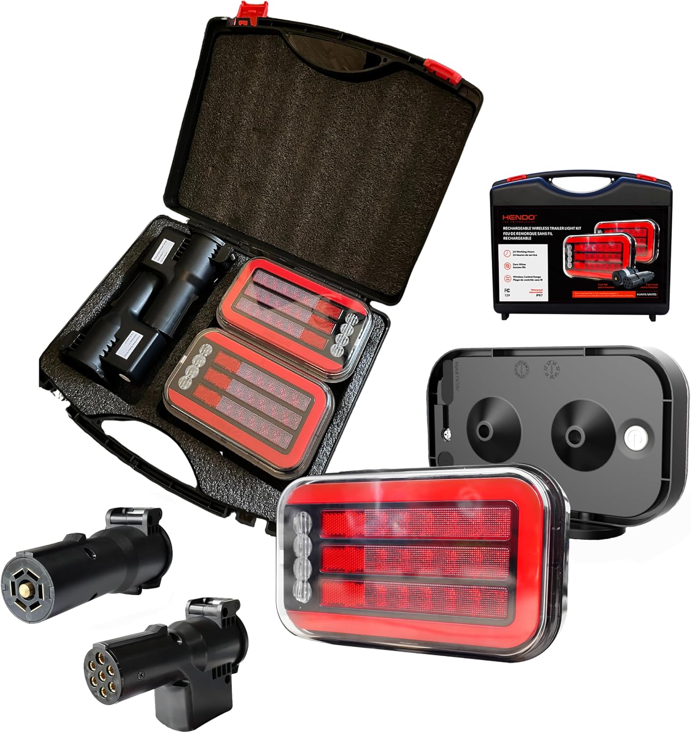 Wireless Heavy Duty Trailer Lights Kit - 5000mAh Battery, Battery Life ...