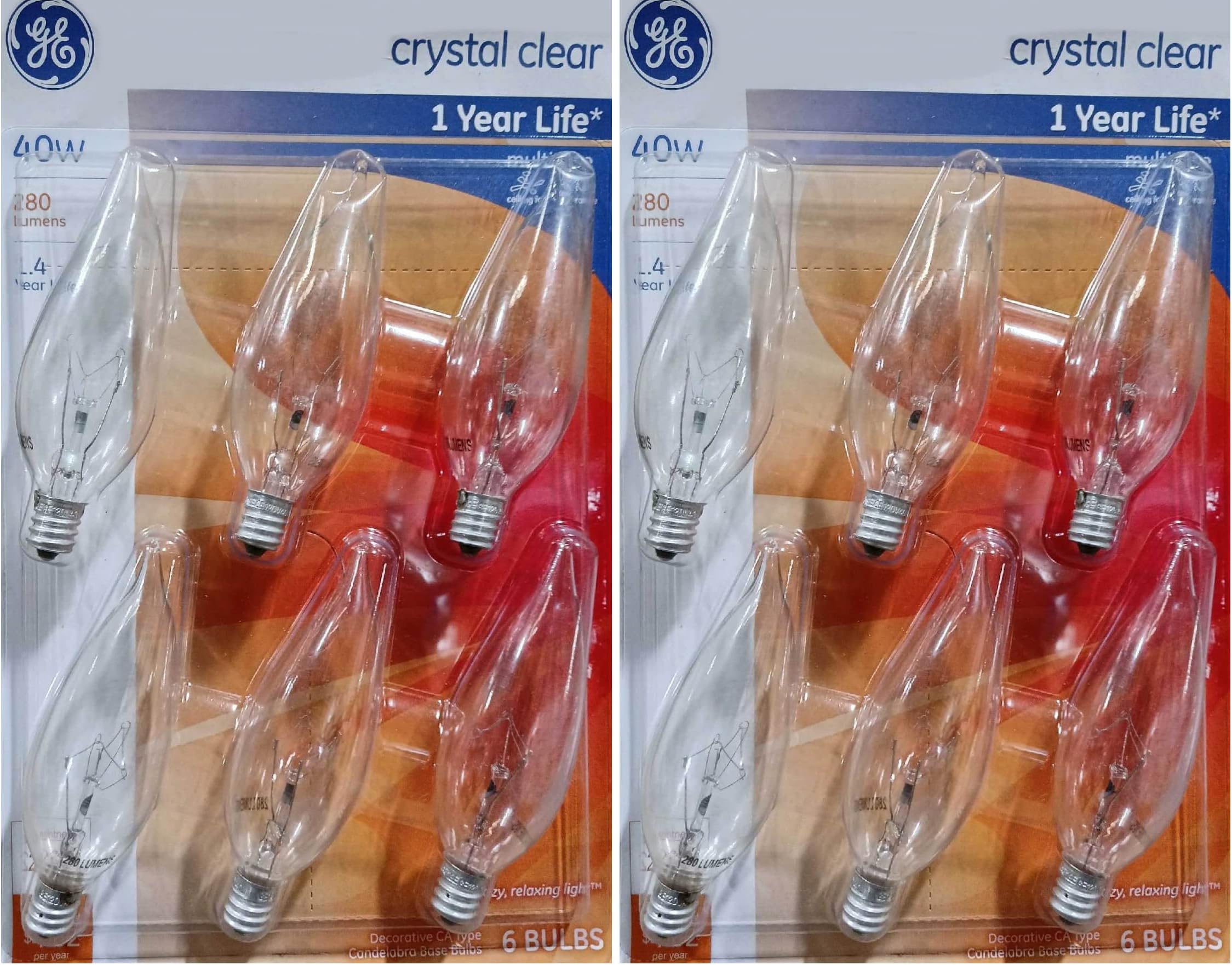 GE (12 Bulbs) Incandescent Candelabra 40 watt Decorative Lightbulb ...