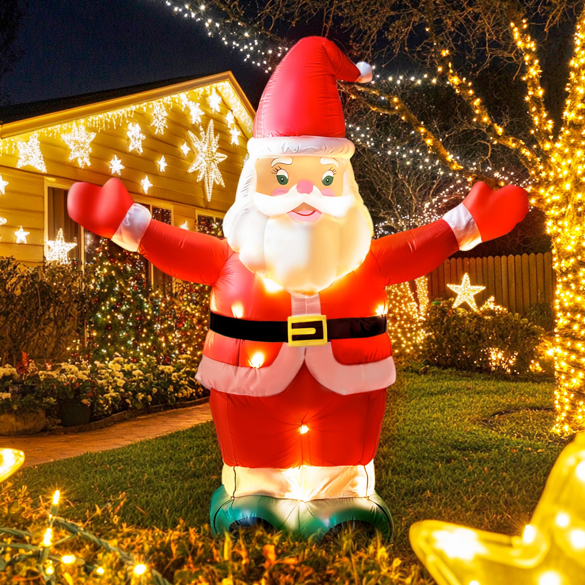 Amazon.com: 6ft Tall Inflatable Santa Outdoor Christmas Decorations ...