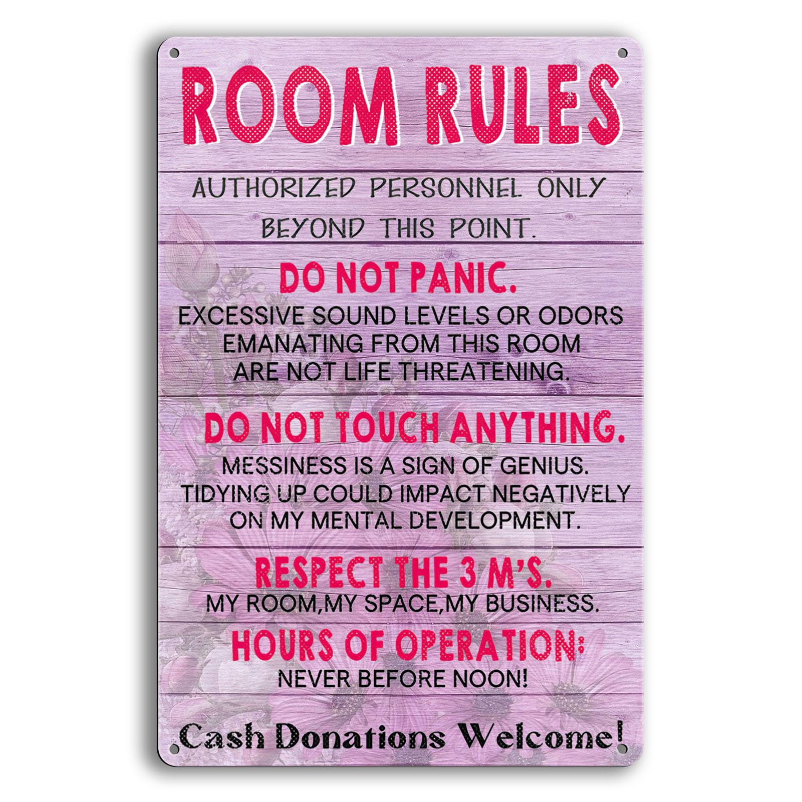 Amazon.com: Arpilul Pink Room Rules Sign for Teen Girls Bedroom Door ...