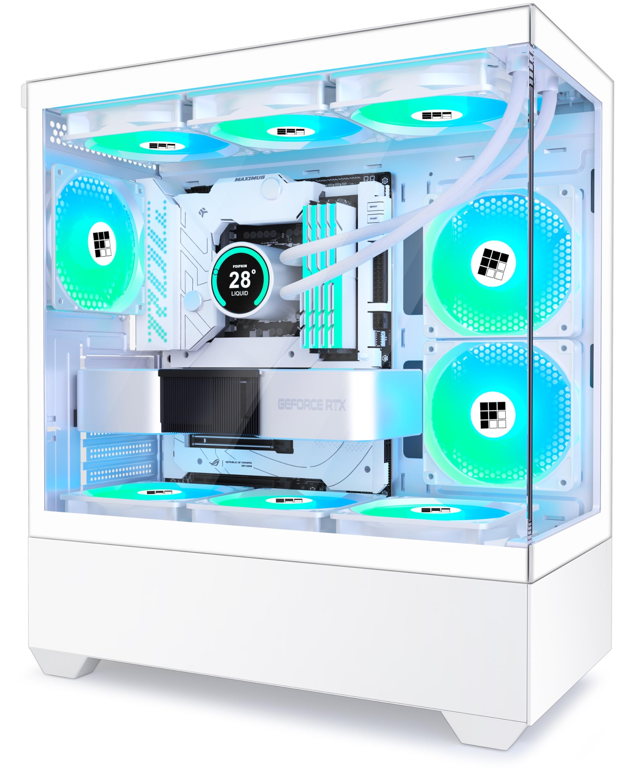 FOIFKIN PC Case - Pre-Installed 5 PWM ARGB Fan, ATX Mid-Tower Gaming PC ...