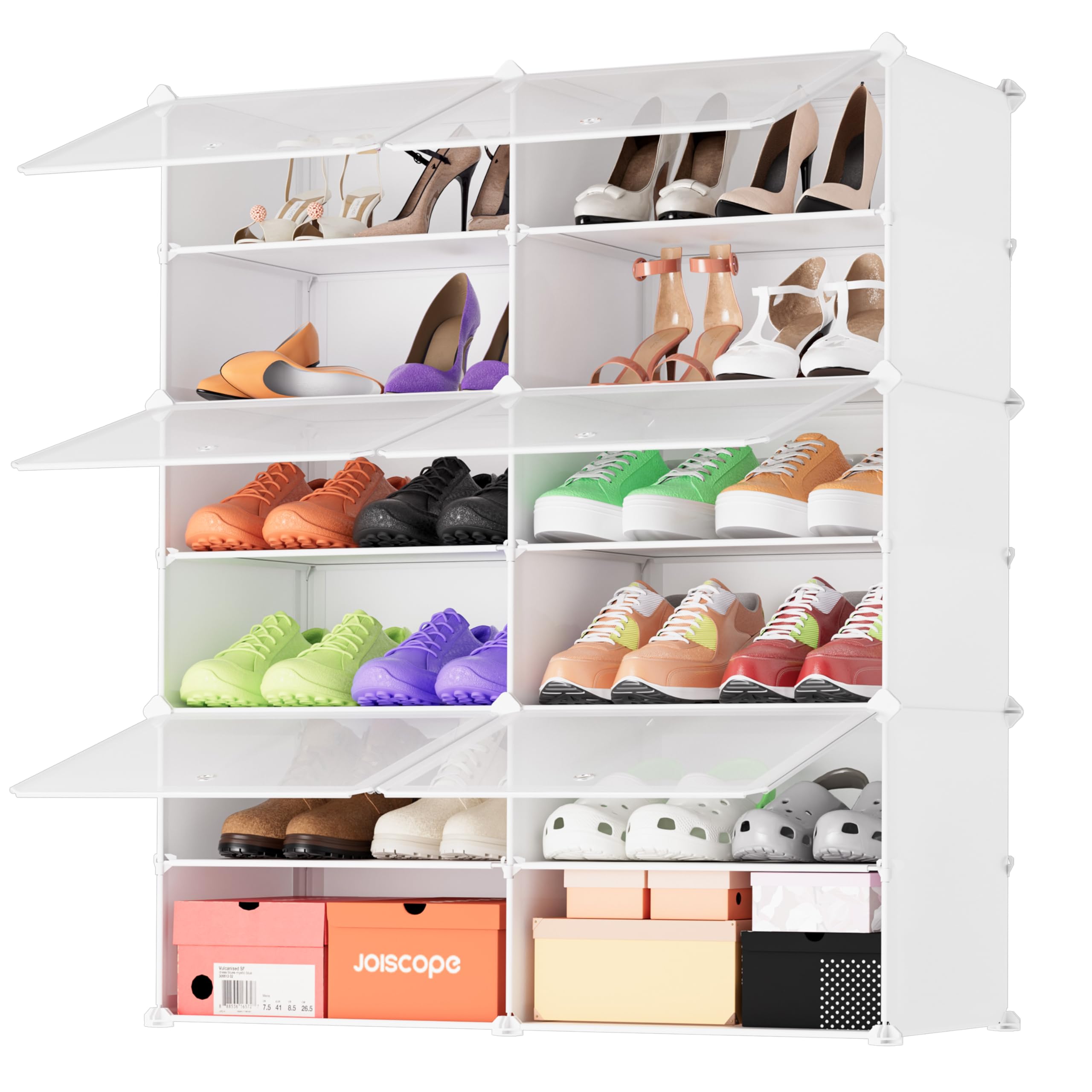 JOISCOPE Shoe Storage Cabinet Organiser 2 x 6 Tier Modular Cube Plastic ...