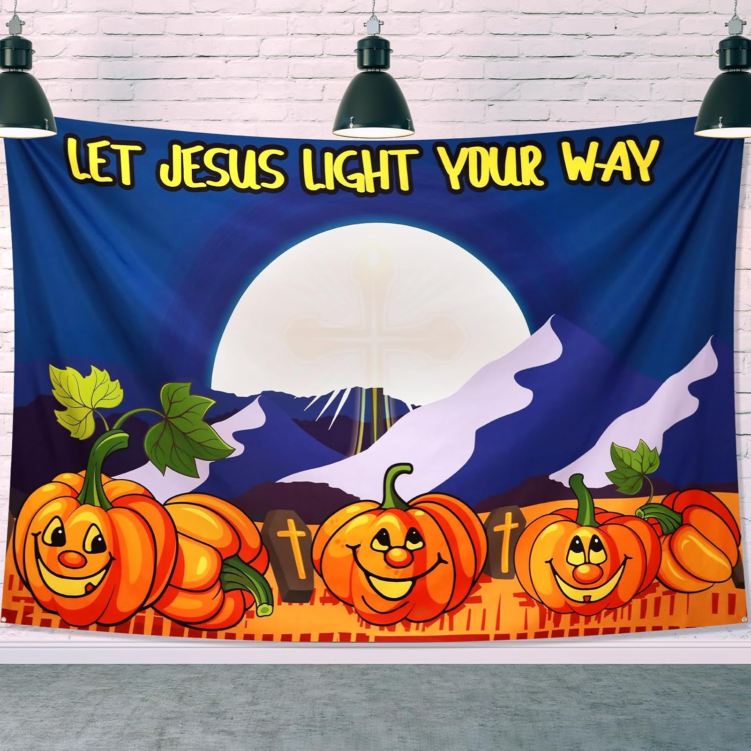 Amazon.com: Preboun Halloween Christian Pumpkin Backdrop Banner 9 x 6 ...