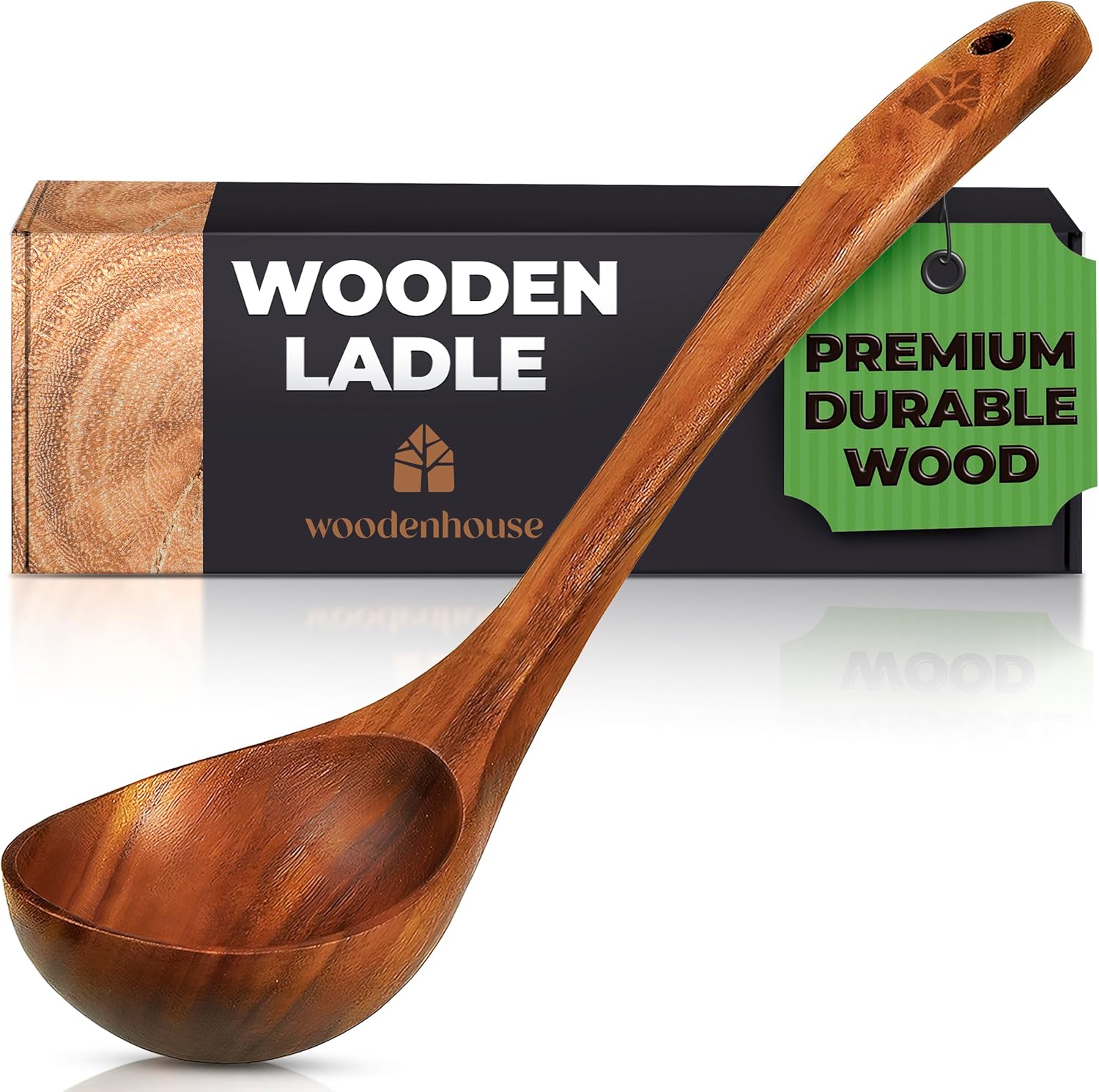 Amazon.com: Wooden Ladle for Cooking, Soup Spoon Ladle – Teak Wooden ...