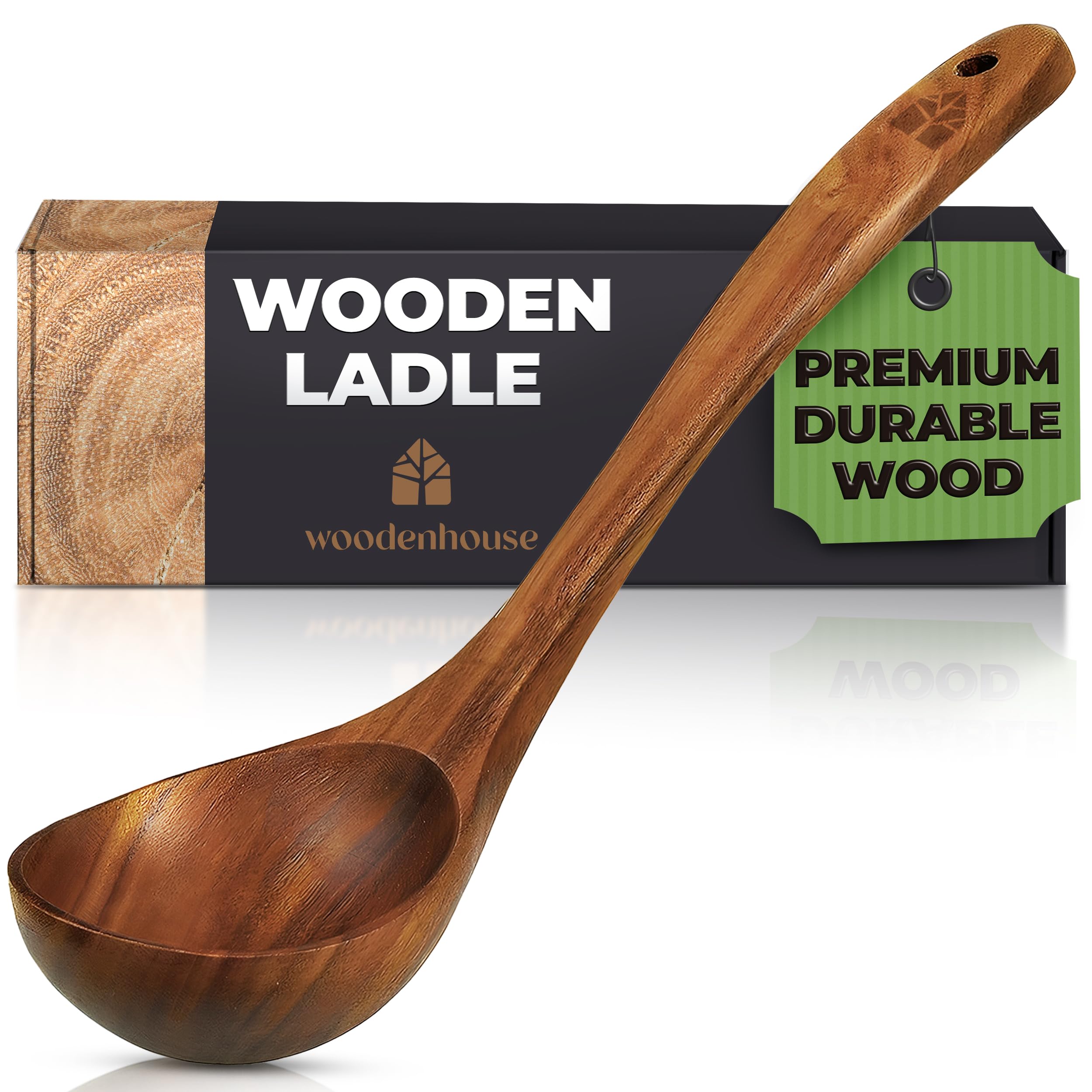 Wooden Ladle for Cooking, Soup Spoon Ladle – Teak Wooden Serving Spoon ...