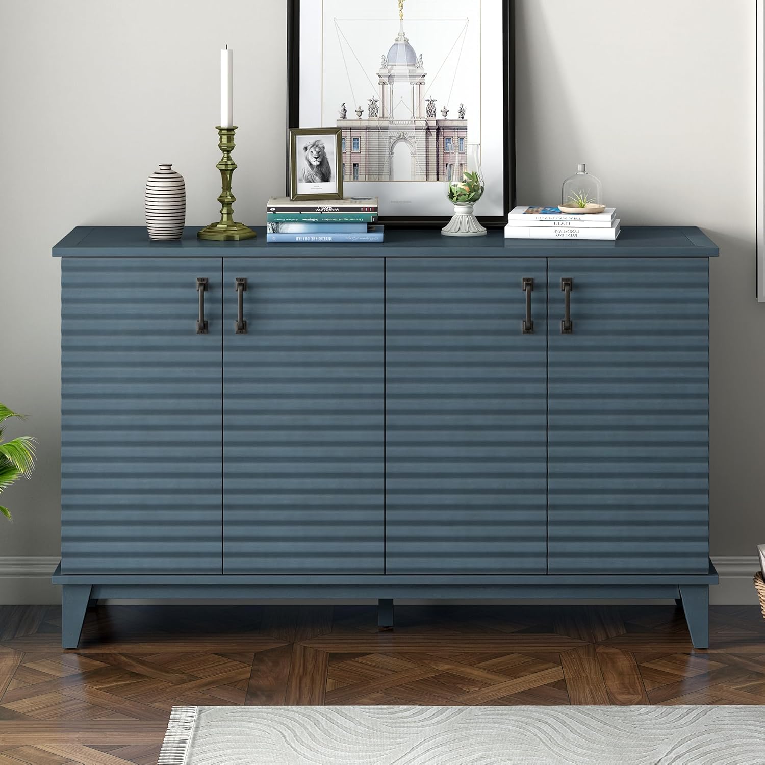 Amazon.com - LUMISOL Rustic Kitchen Sideboard Buffet Cabinet with Doors and Metal Handles Wood ...