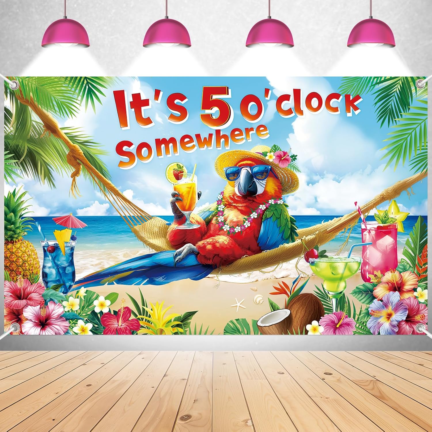 Amazon.com : 6 * 4ft It's 5 O'Clock Somewhere Summer Backdrop Tropical ...