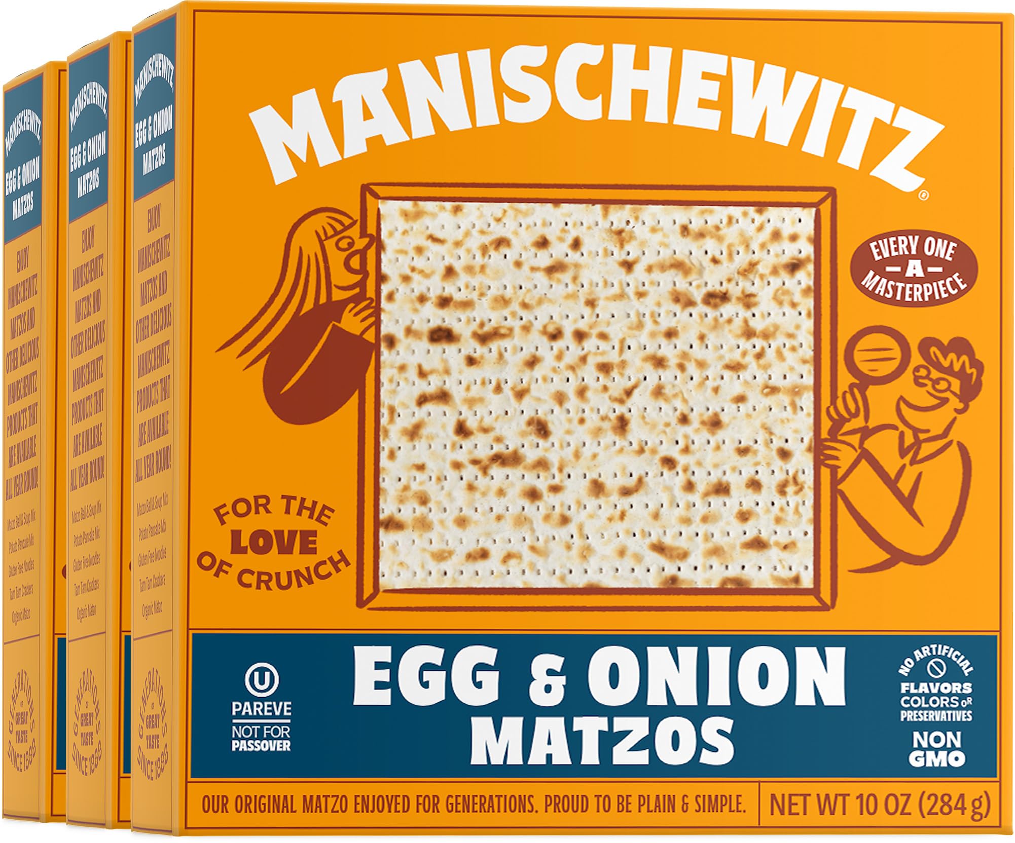 Amazon.com: Manischewitz Egg & Onion Matzo, 10oz (3 Pack) Crisp ...