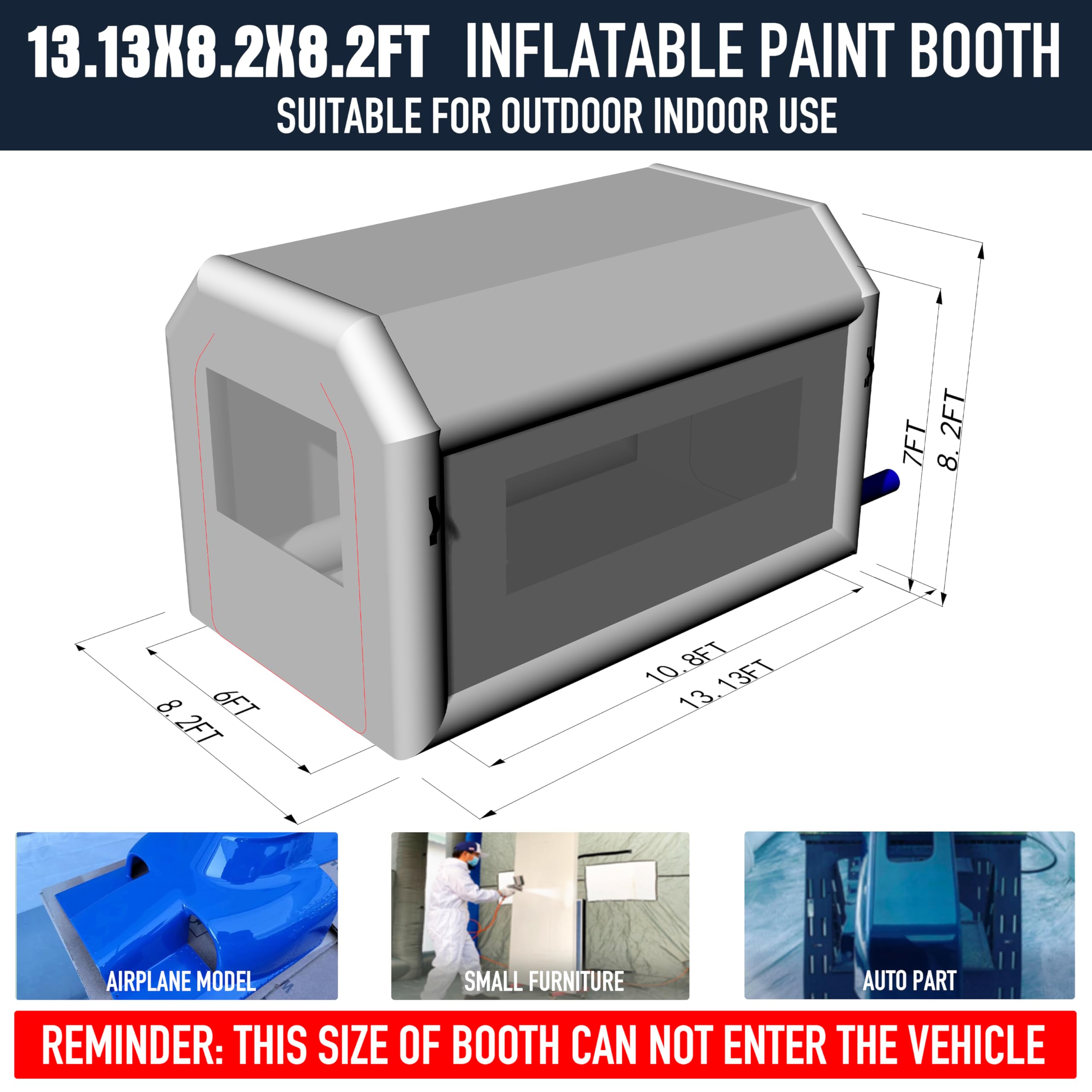 Snapklik.com : Sewinfla Portable Inflatable Paint Booth Tent 13X8.2x8.2Ft