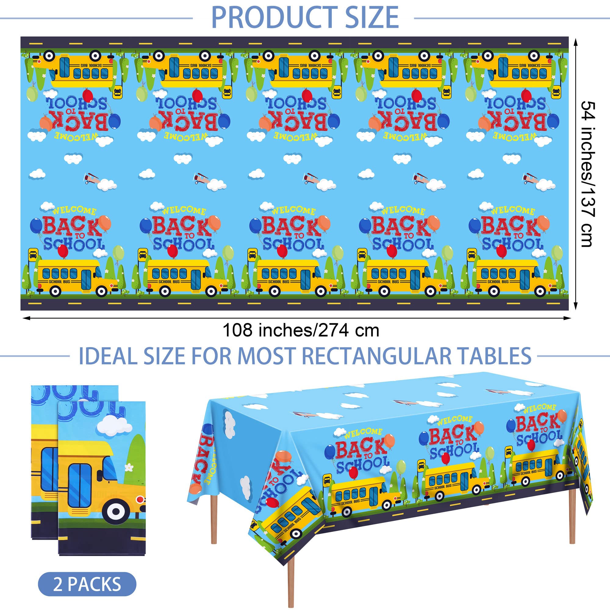 Snapklik.com : Durony Welcome Back To School Party Tablecloth, 2 Pack ...