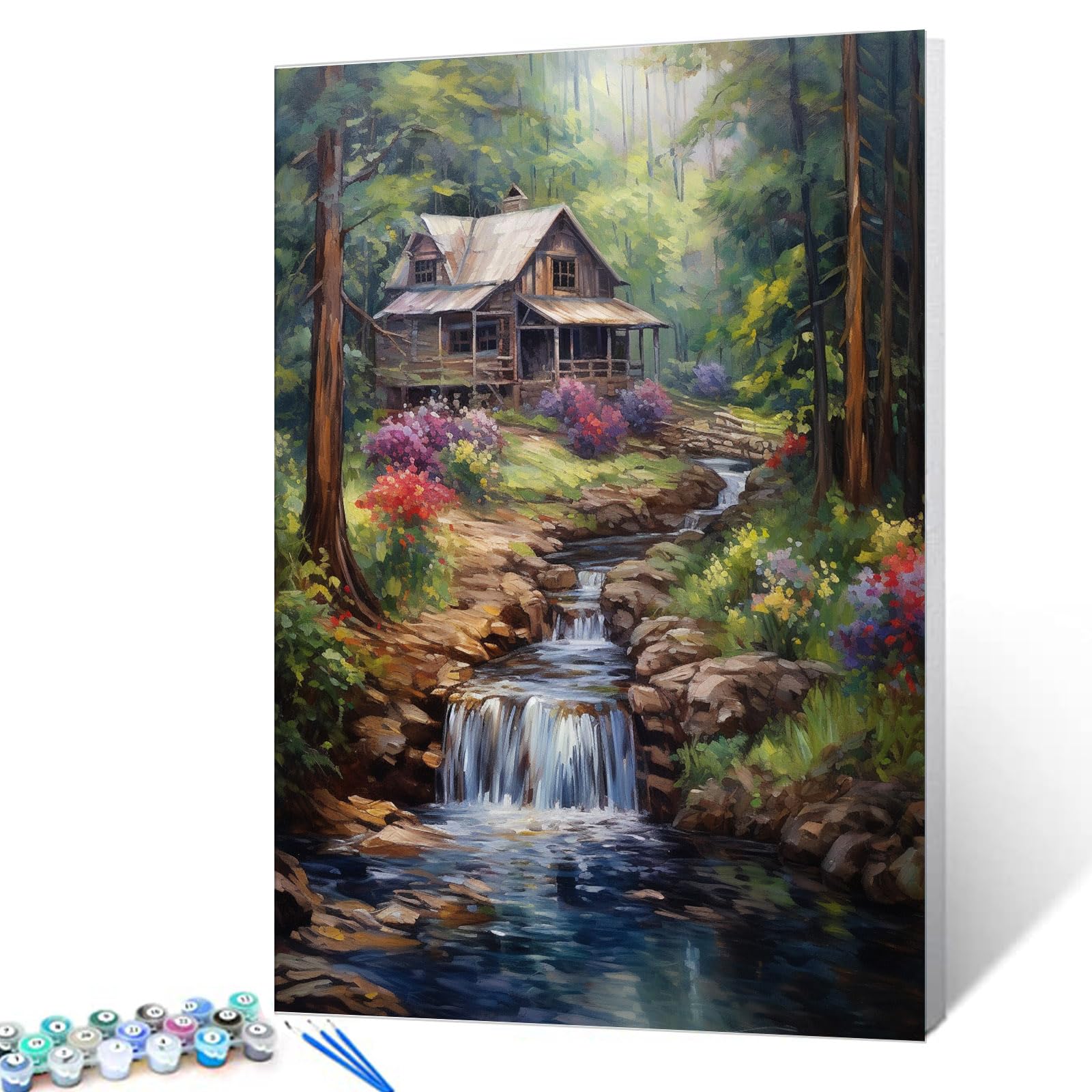 Tucocoo Forest Waterfall Paint by Numbers Kits 16x20 inch Canvas DIY ...