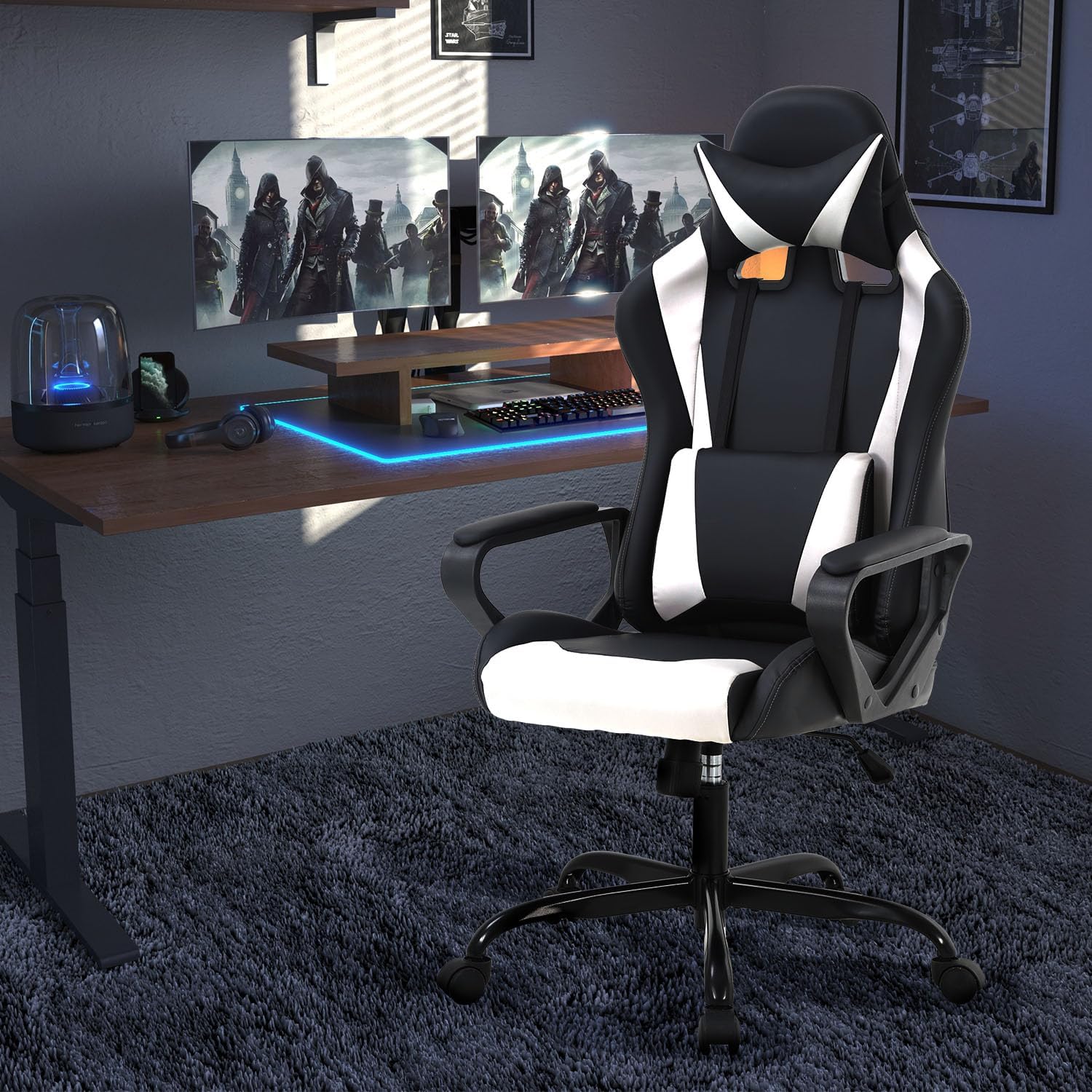 Amazon.com: White Gaming Chair PC Office Chair, High Back Computer ...