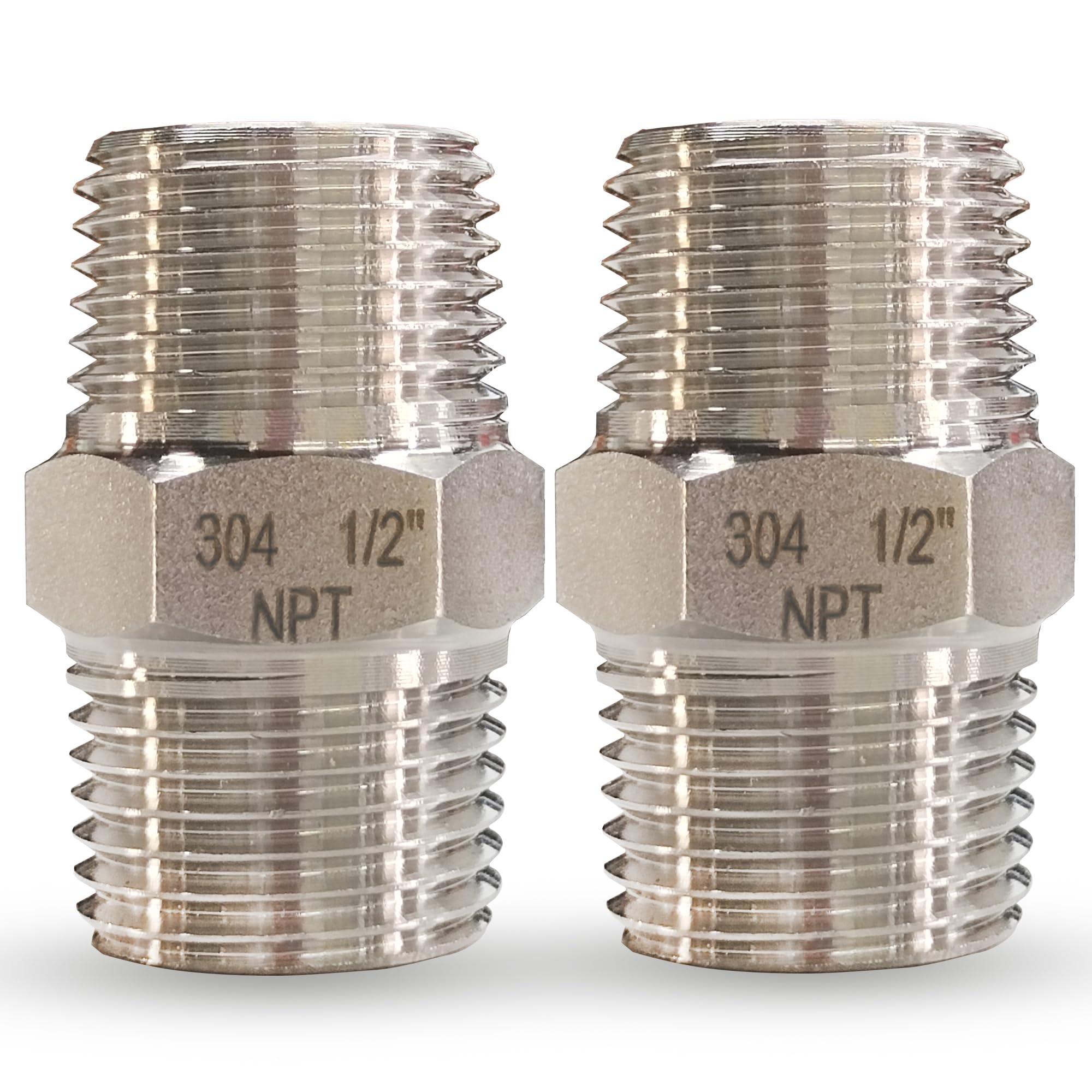 Amazon.com: 1/2" Male x 1/2" Male Hex Nipple Pipe Fittings, 304 ...
