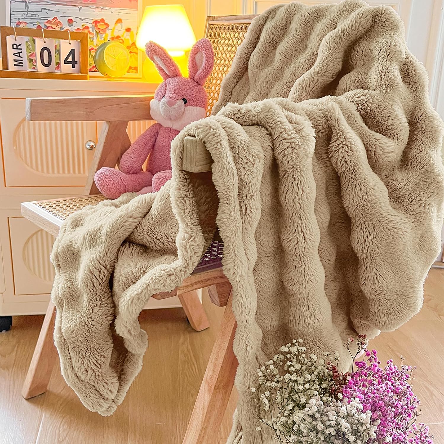 Amazon.com: PU MEI Khaki Throw Blanket, Fluffy Soft Blankets & Throws ...