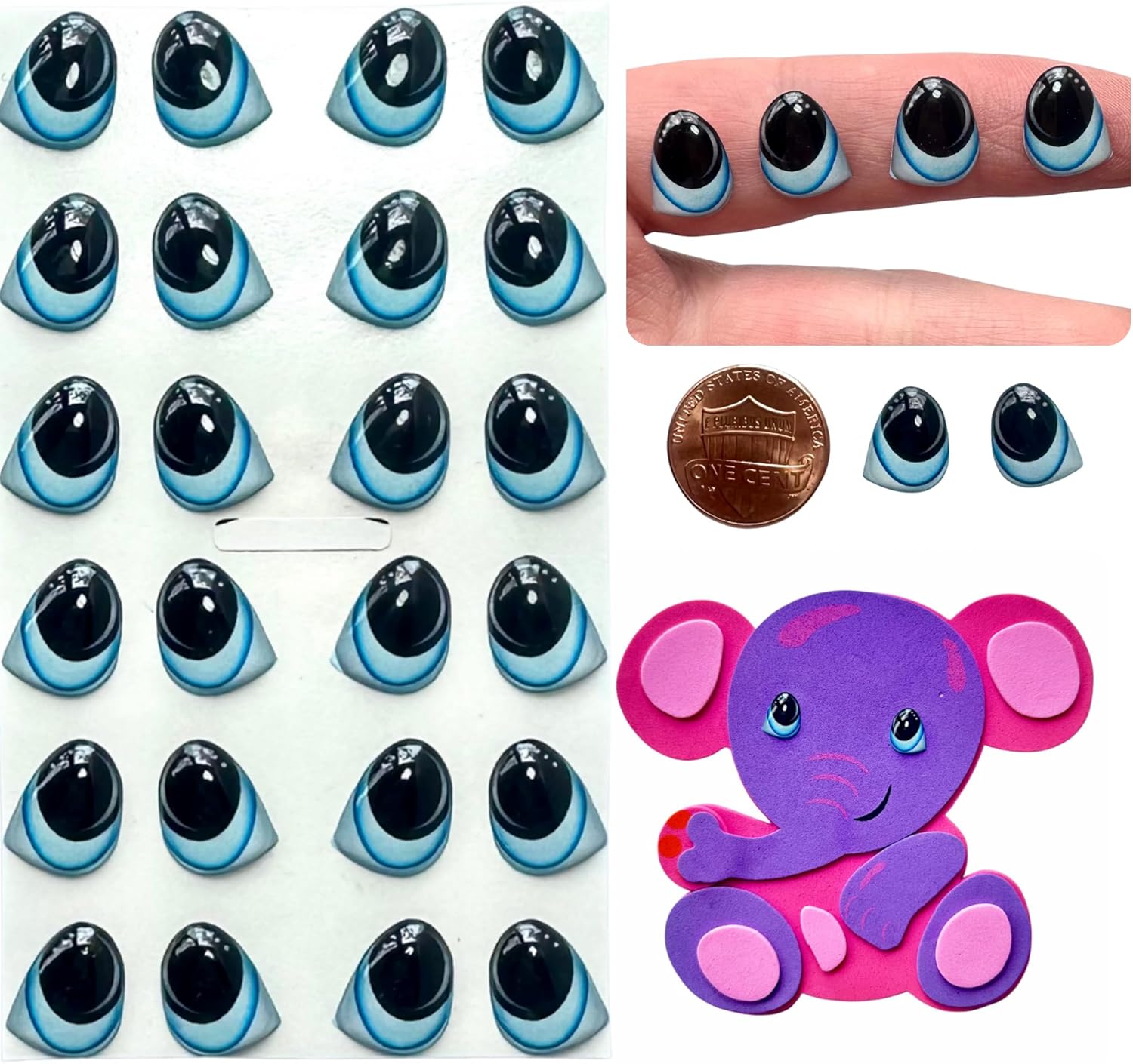 Amazon.com: 116-11: 3D Resin Googly & Wiggle Eyes (24 Pcs/12 Pairs ...