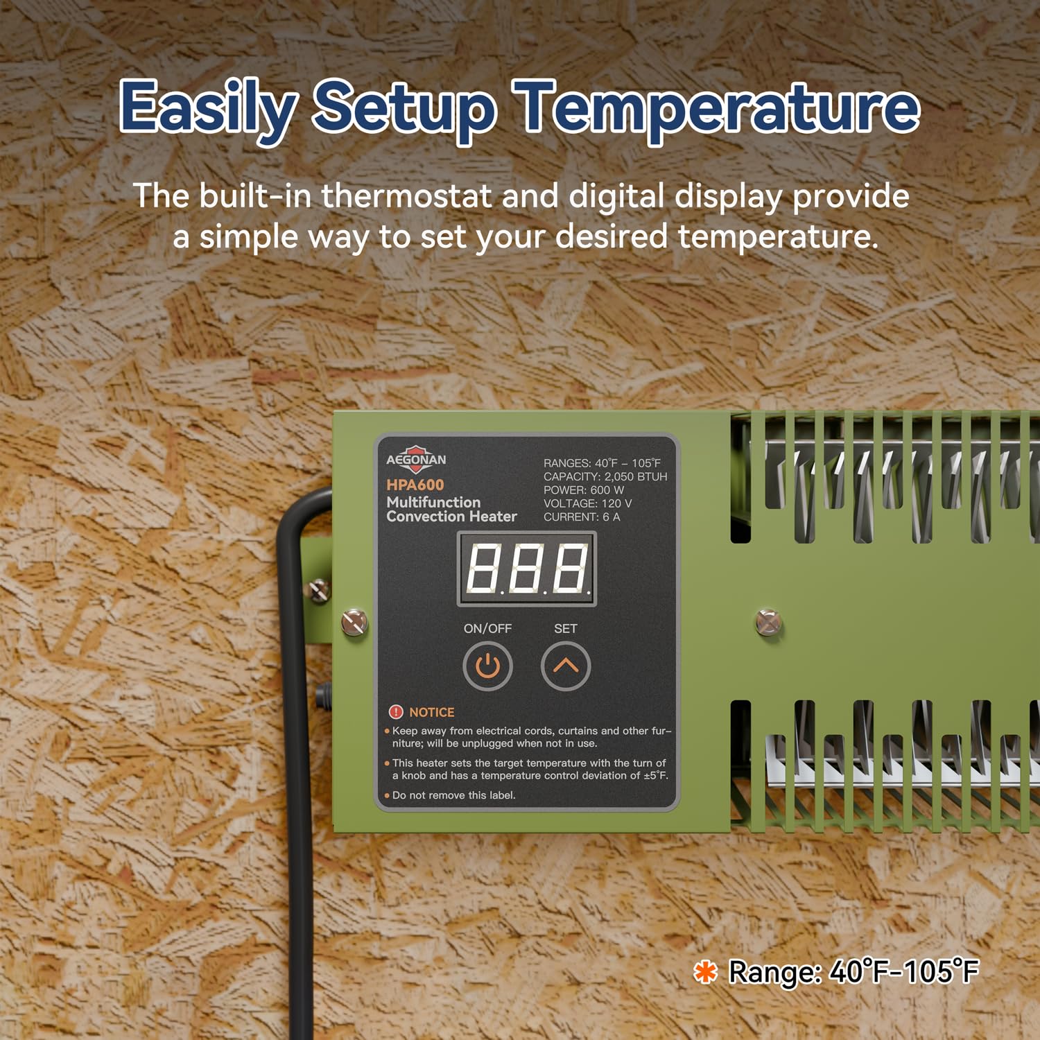 Utility Heater with Built-In Thermostat, 600W Electric Pump House ...