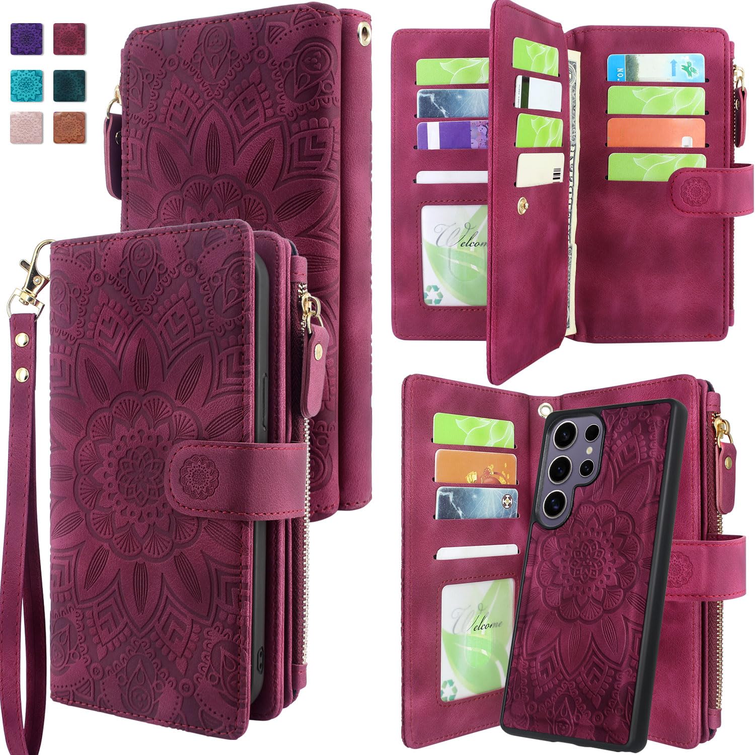 Amazon.com: Harryshell Compatible with Samsung Galaxy S25 Ultra Wallet Case Detachable Phone ...