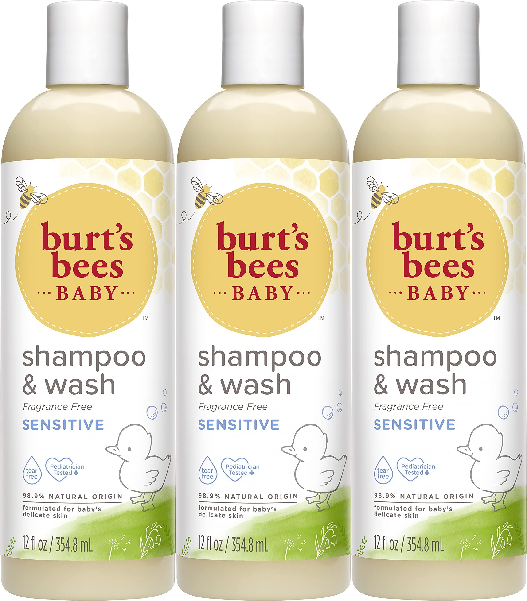 Amazon.com: Burt's Bees Baby Shampoo and Wash Set, Fragrance Free, 2-in ...