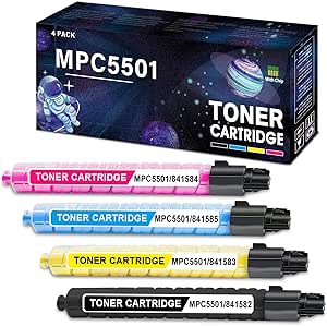 Amazon.com: Cartucho de tóner MPC5501, 841582 841585 841584 841583 (con chip), repuesto ...