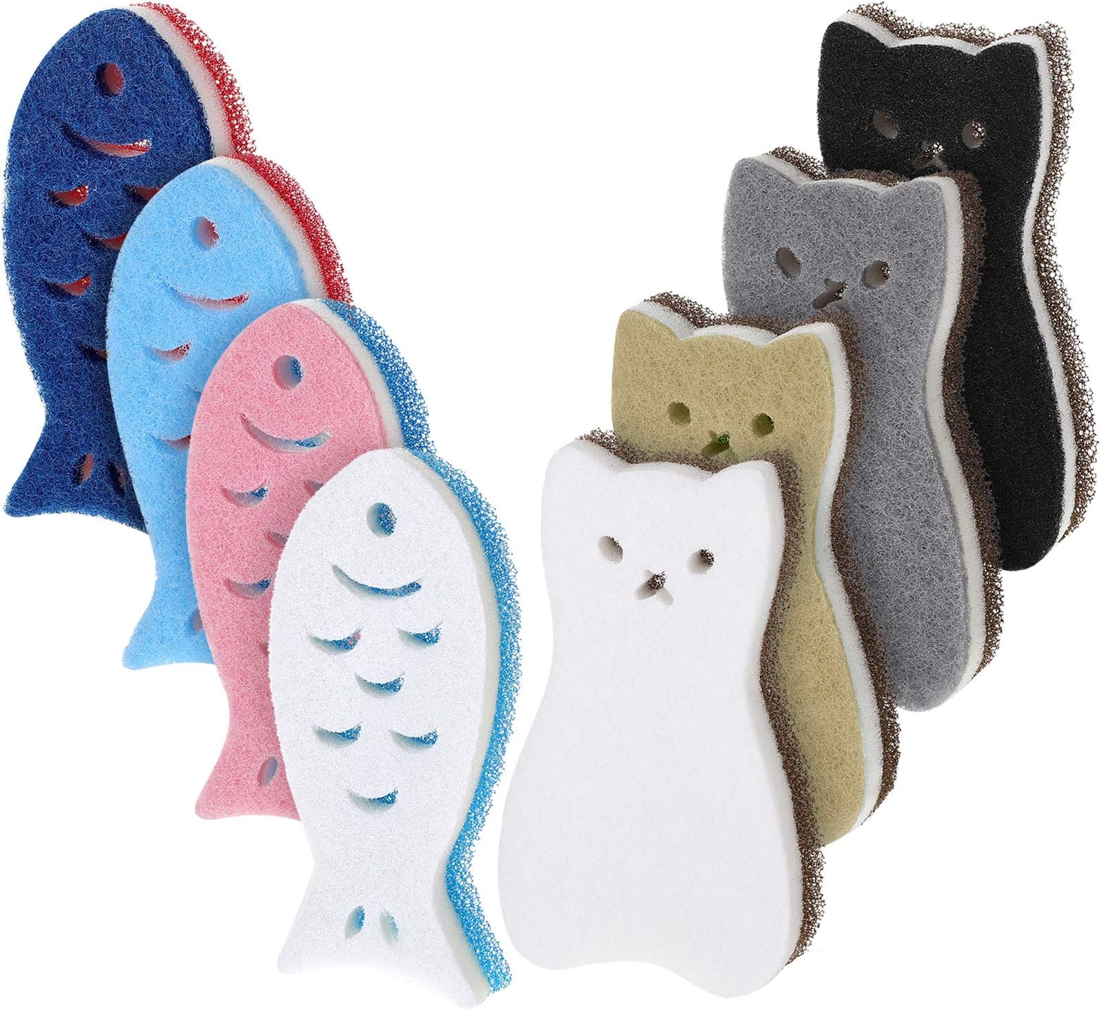 Amazon.com: Kikkerland Kitty Cat Scrub Reusable Sponges, for Scrubbing ...