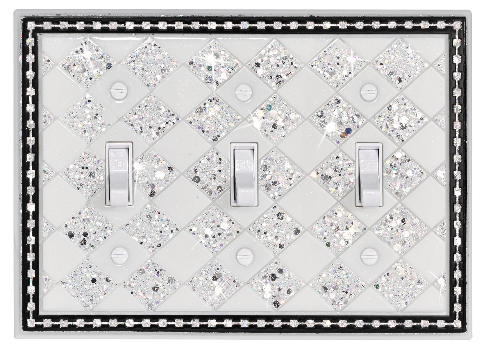 YNQIZKI 3 Switch Light Switch Cover,3 Gang Wall Plate Bling Switch ...