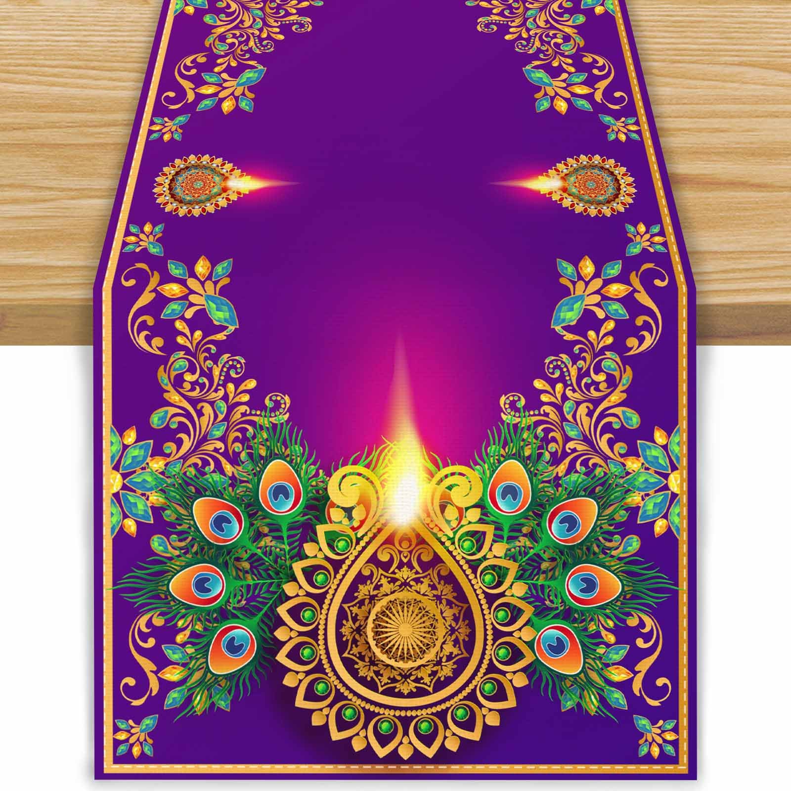 Amazon.com: Linen Diwali Table Runner Diwali Tablecloth Diwali Decor ...