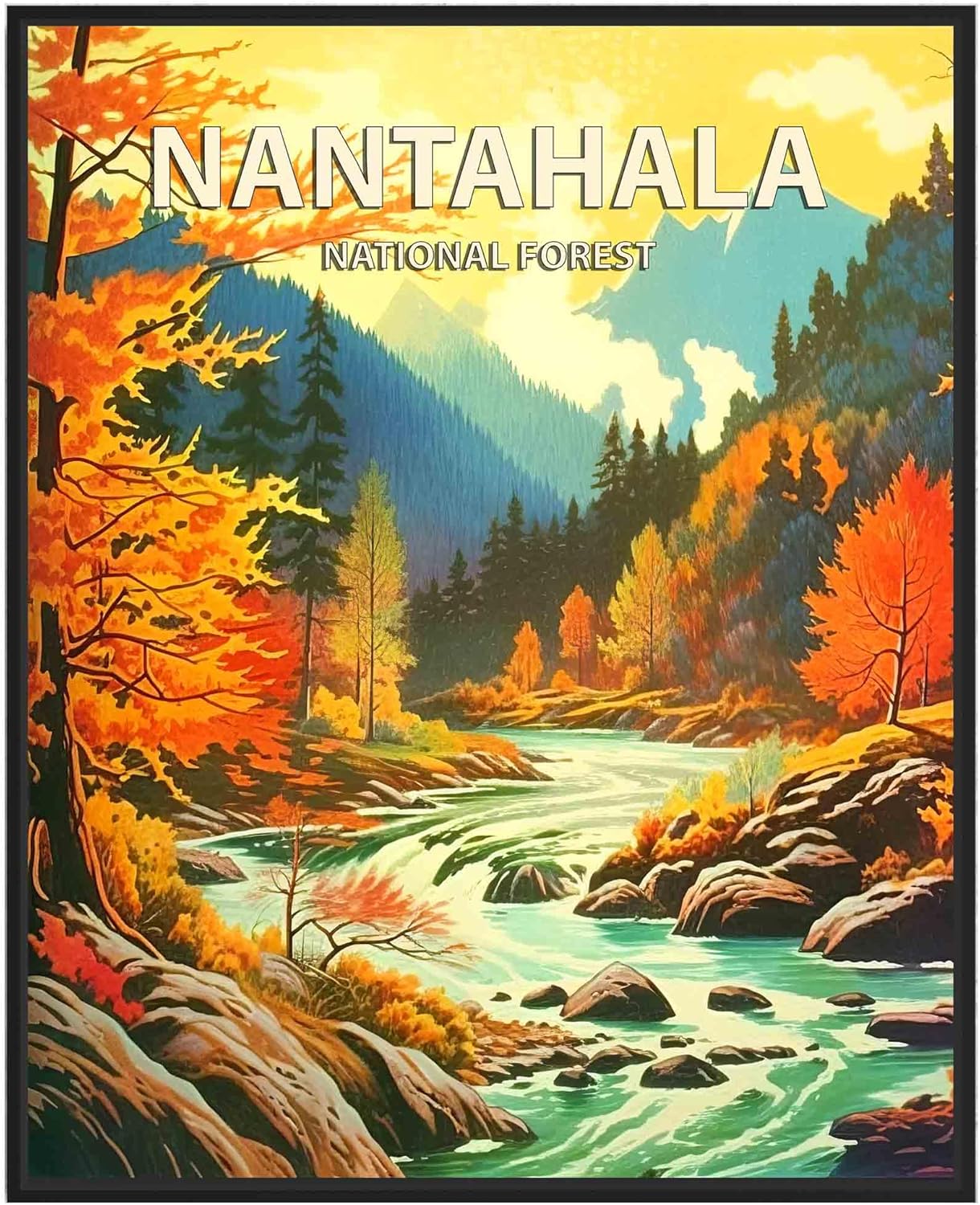 Amazon.com: Nantahala National Forest Poster Art Print Retro Mountain ...