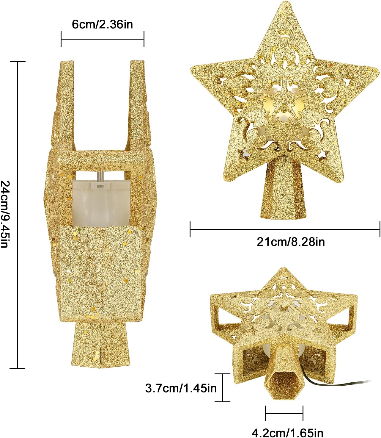 Decoración para árbol de Navidad, estrella iluminada con luz LED ...