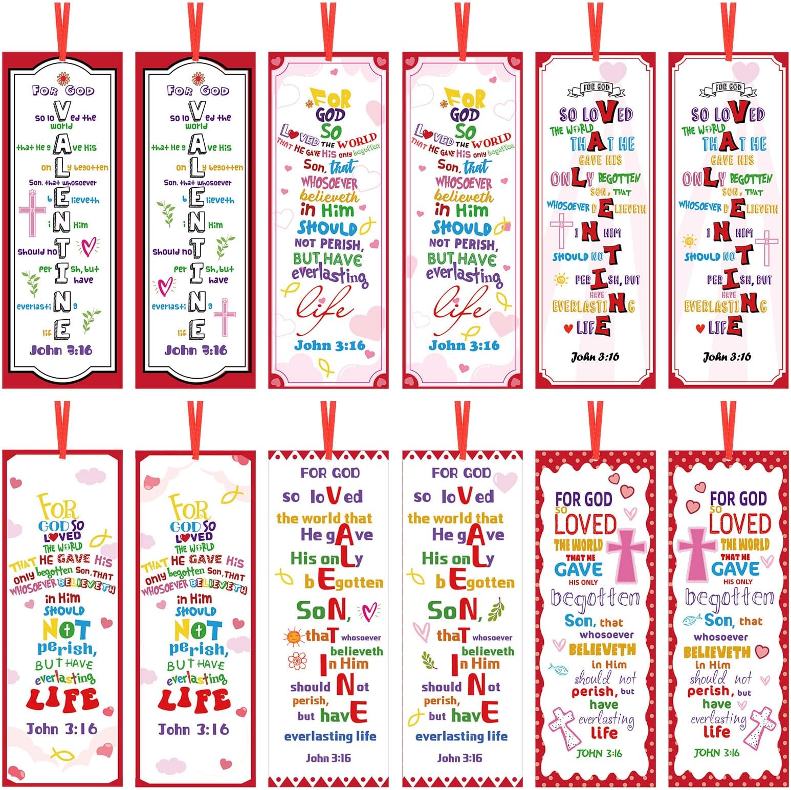 Amazon.com: TICIAGA 60PCS Valentine's Day Bible Bookmarks for Kids John ...