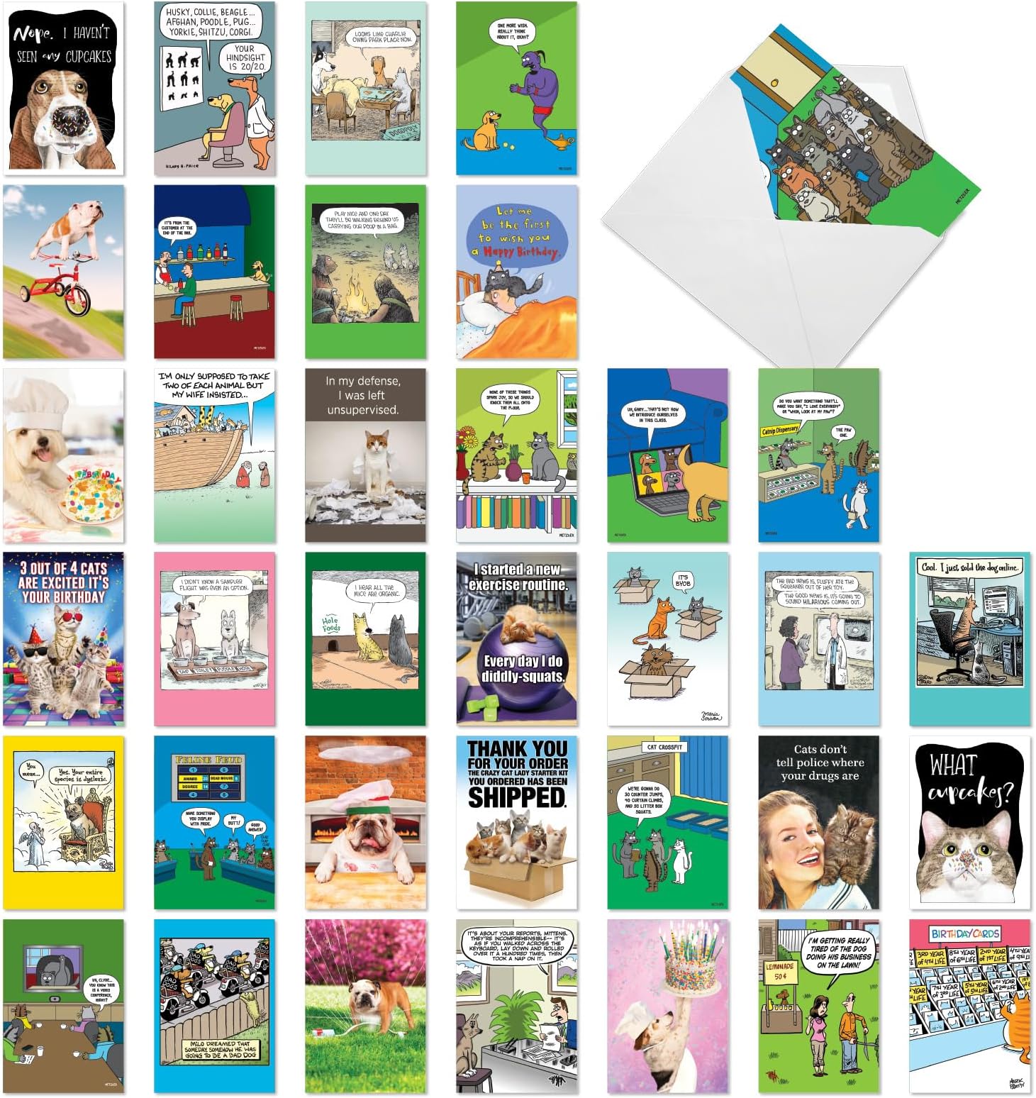 Amazon.com: NobleWorks, 36 Assorted Box Set Funny Birthday Greeting ...