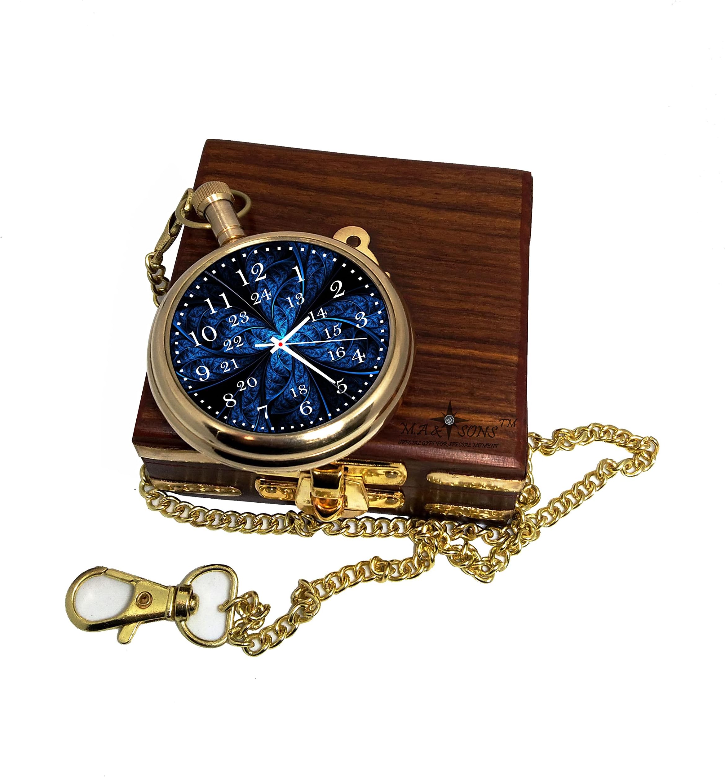 Buy M.A & SONS Brass Handmade Working 2 inch Pocket Watch with Sheesham ...