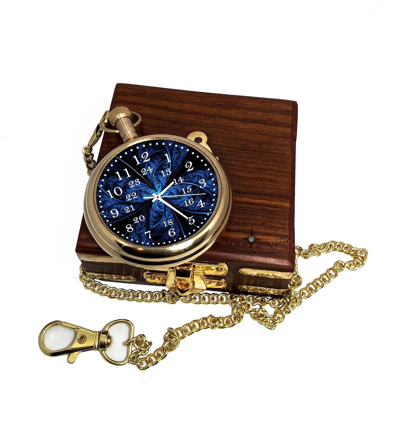 Buy M.A & SONS Personalized Open Face Brass Pocket Watch | Custom Dial ...