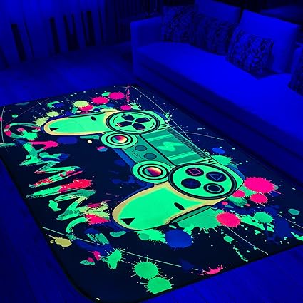 Amazon.com: Gaming Room Decor Rug Gamer Rugs for Bedroom UV Reactive ...