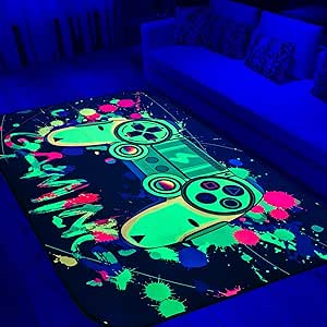 Amazon.com: Gaming Room Decor Rug Gamer Rugs for Bedroom UV Reactive ...