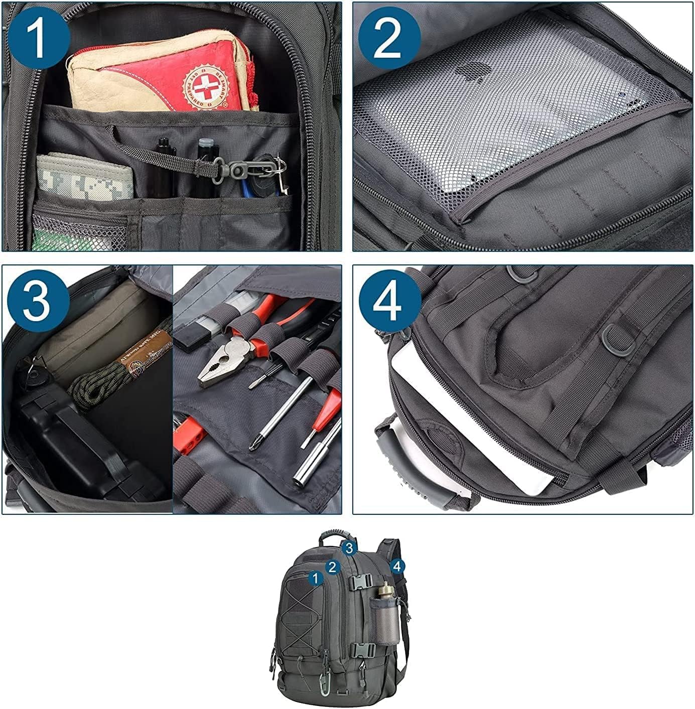 Snapklik.com : Expandable 40-64L Military Tactical Backpack 3 Day Bag ...