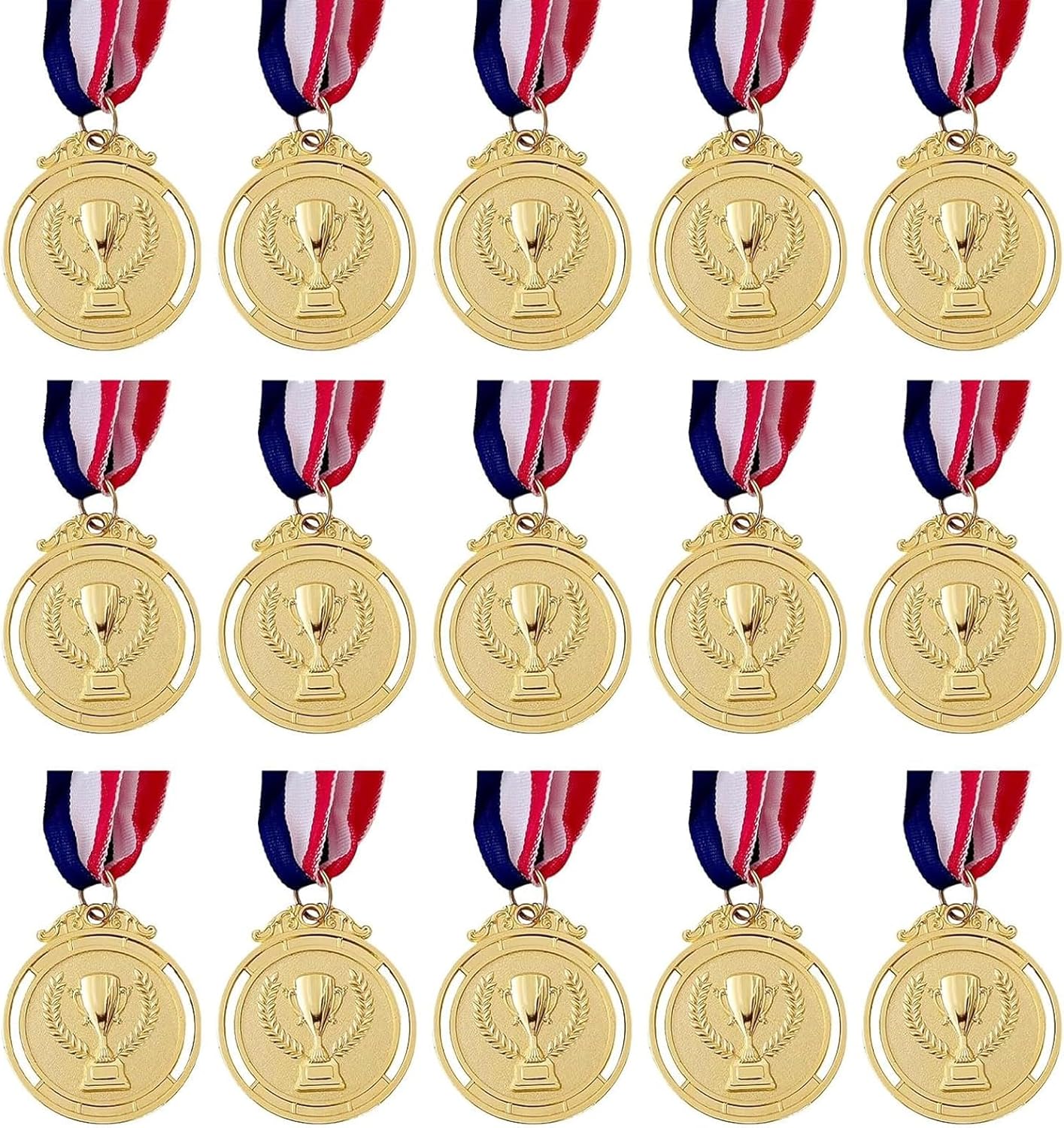 15 Pieces Olympic Medals with Ribbons, Kids Reward Medal Winner Medals ...